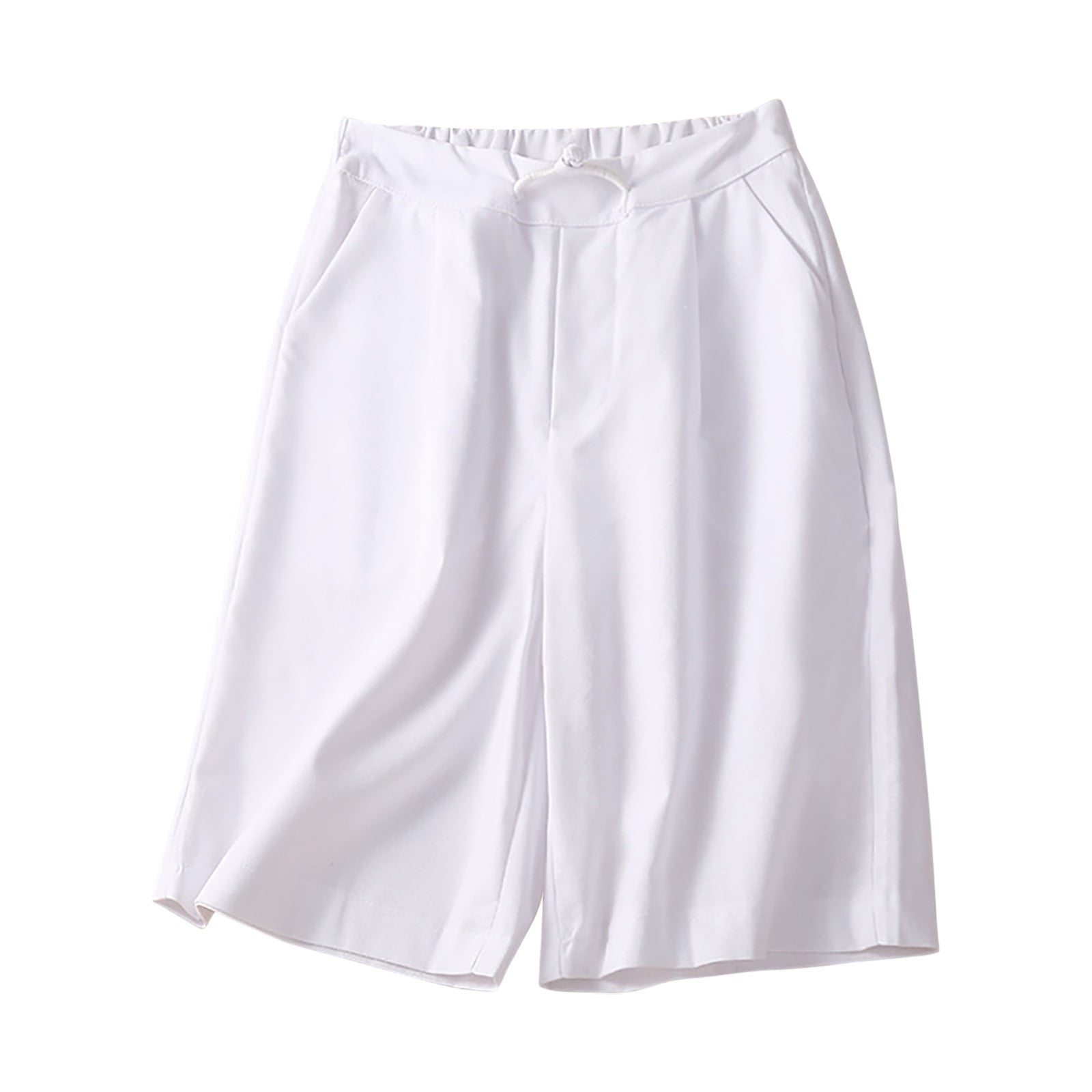 Dazajoo Straight Leg Shorts for Women Plus Size Cotton Linen Drawstring ...