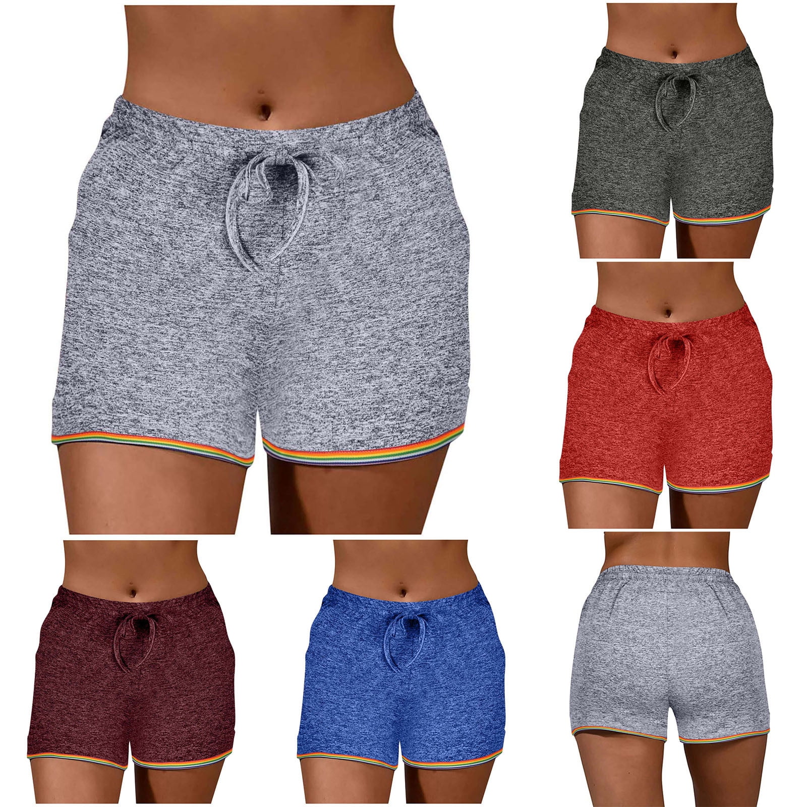 Dazajoo Summer Beach Shorts for Women 2024 Solid Color Drawsring Shorts ...