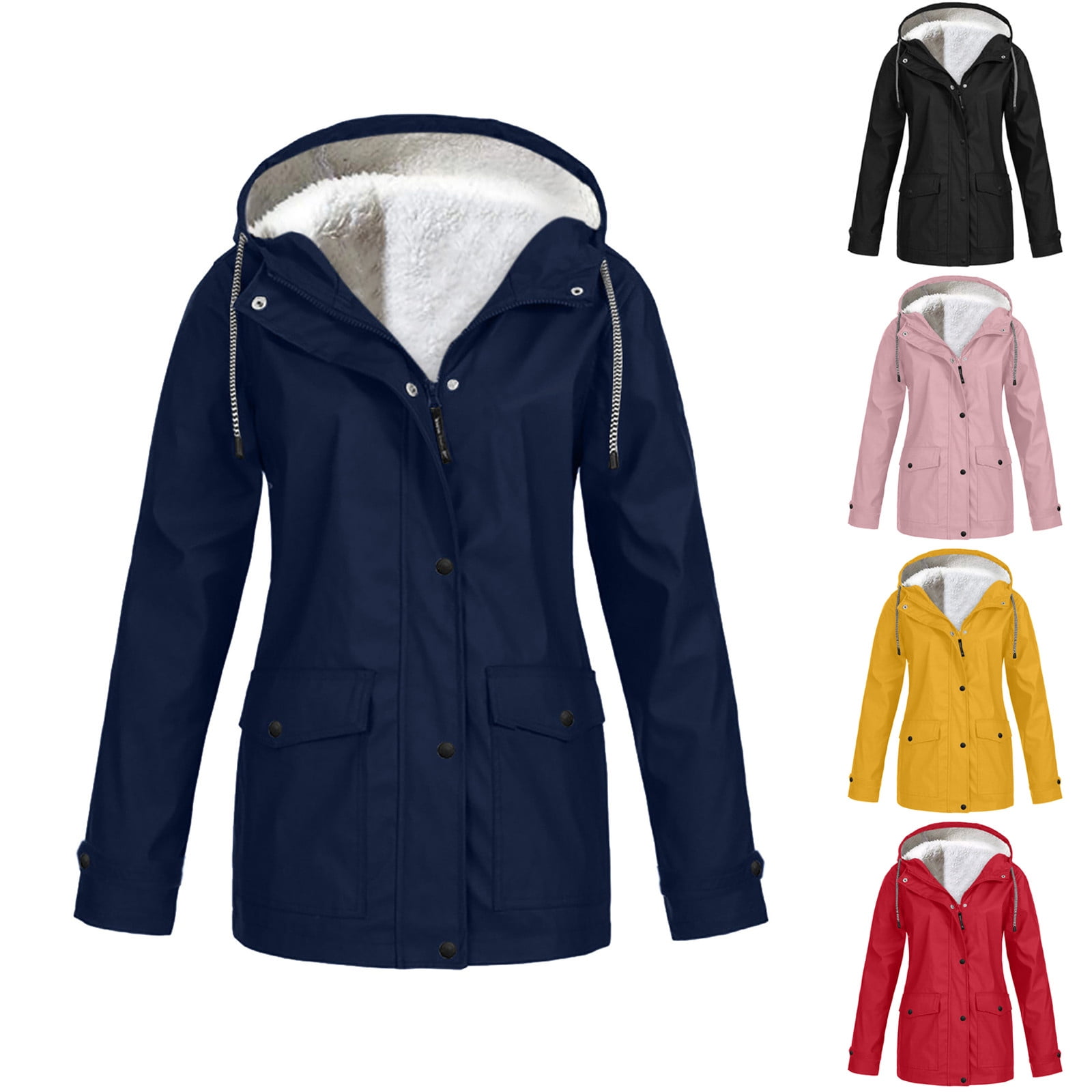 Dazajoo Warm Rain Jackets for Women Waterproof Fleece Lined Winter ...