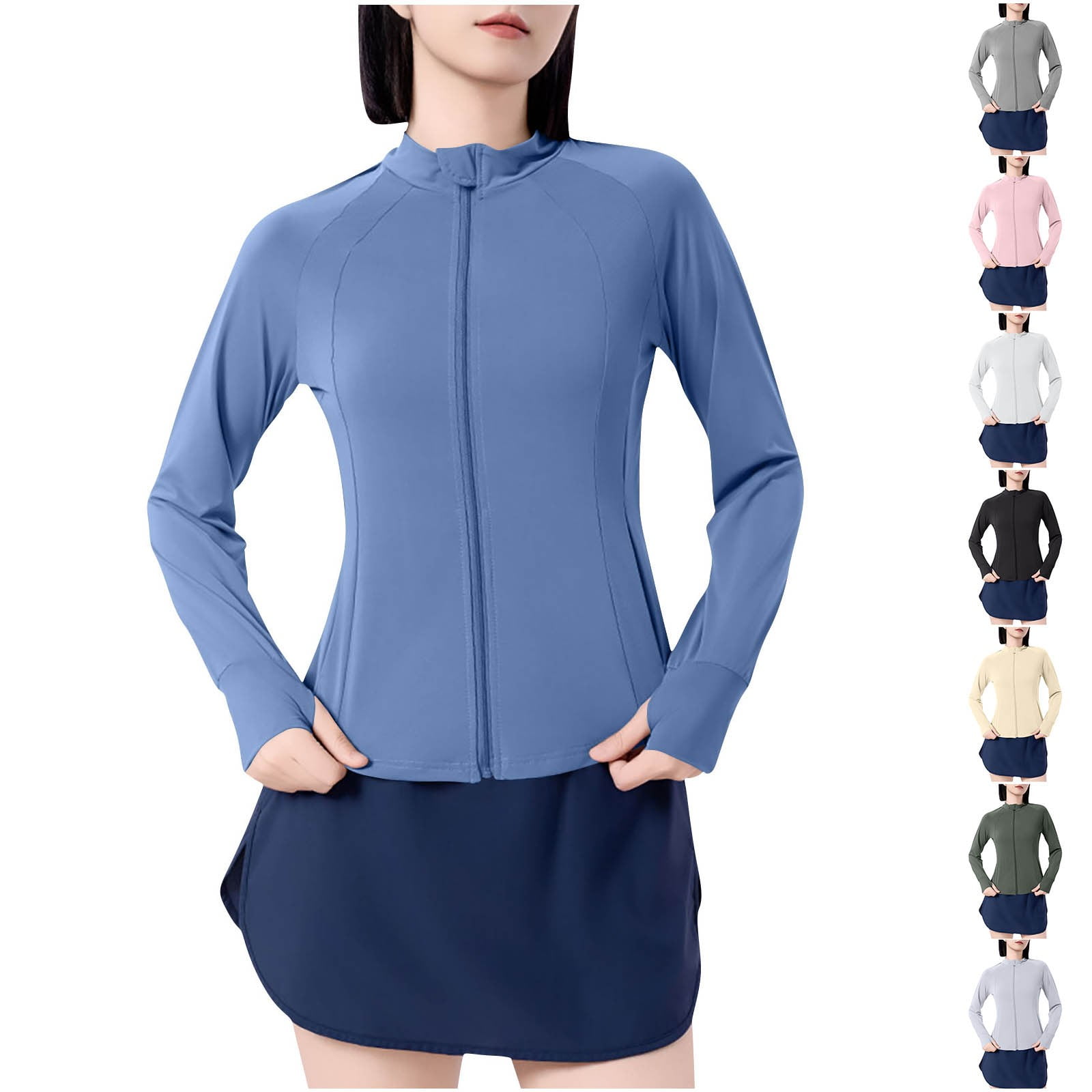 Dazajoo Women's Athletic Full Zip Lightweight Workout Jacket with ...