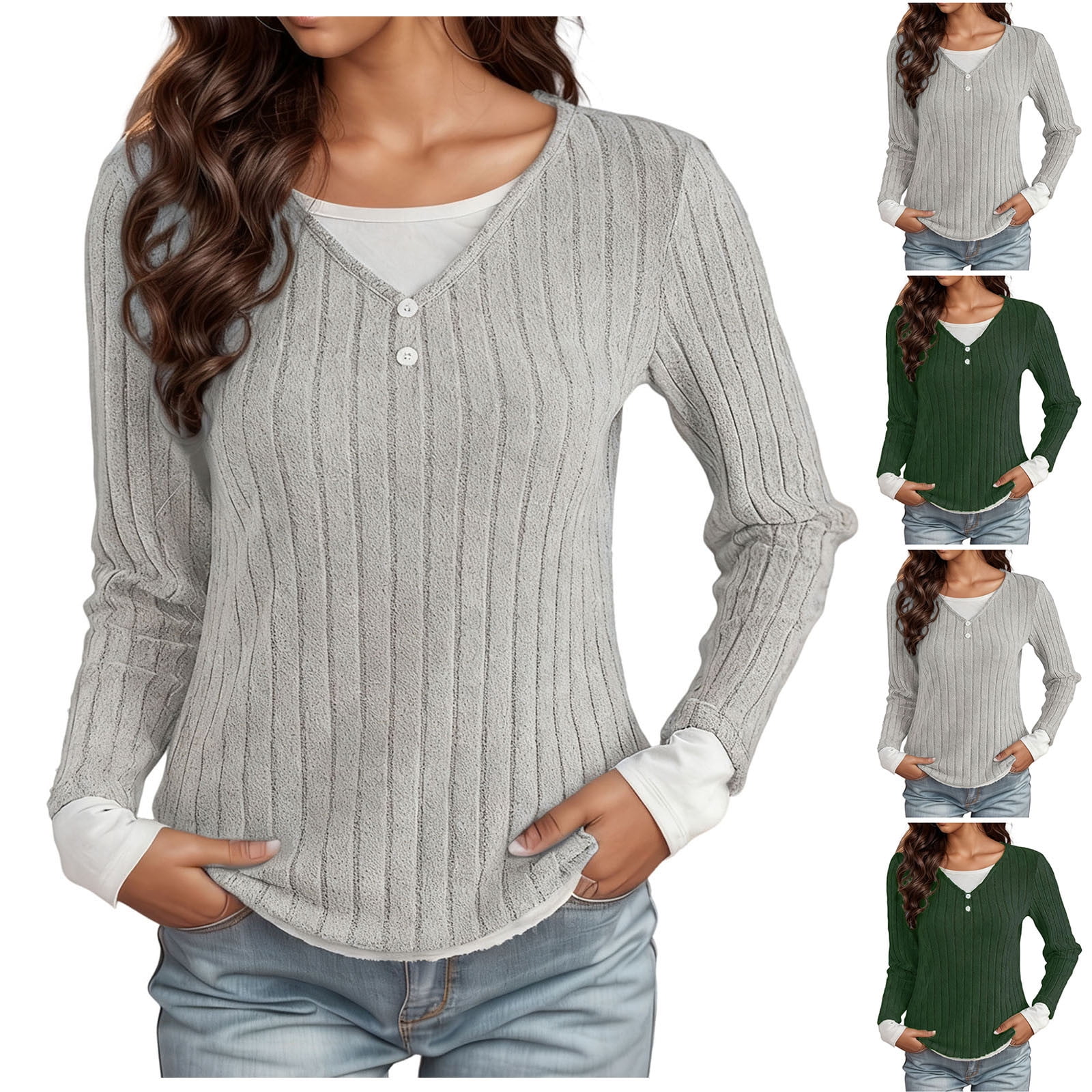 Dazajoo Women's Spring Summer Long Sleeve Shirts Solid Casual Slim ...