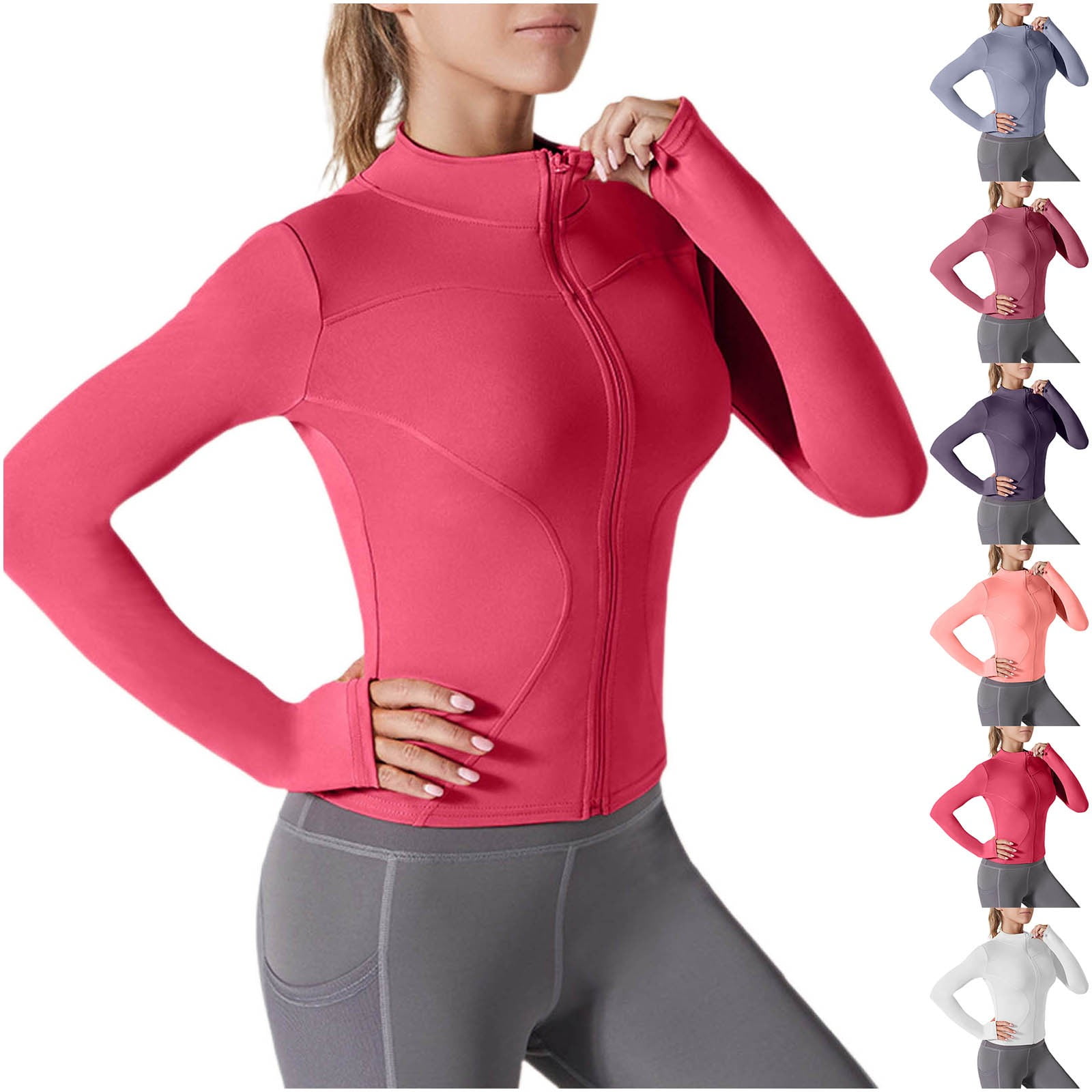 Dazajoo Women's Workout Jacket Lightweight Zip Up Long Sleeve Sun ...