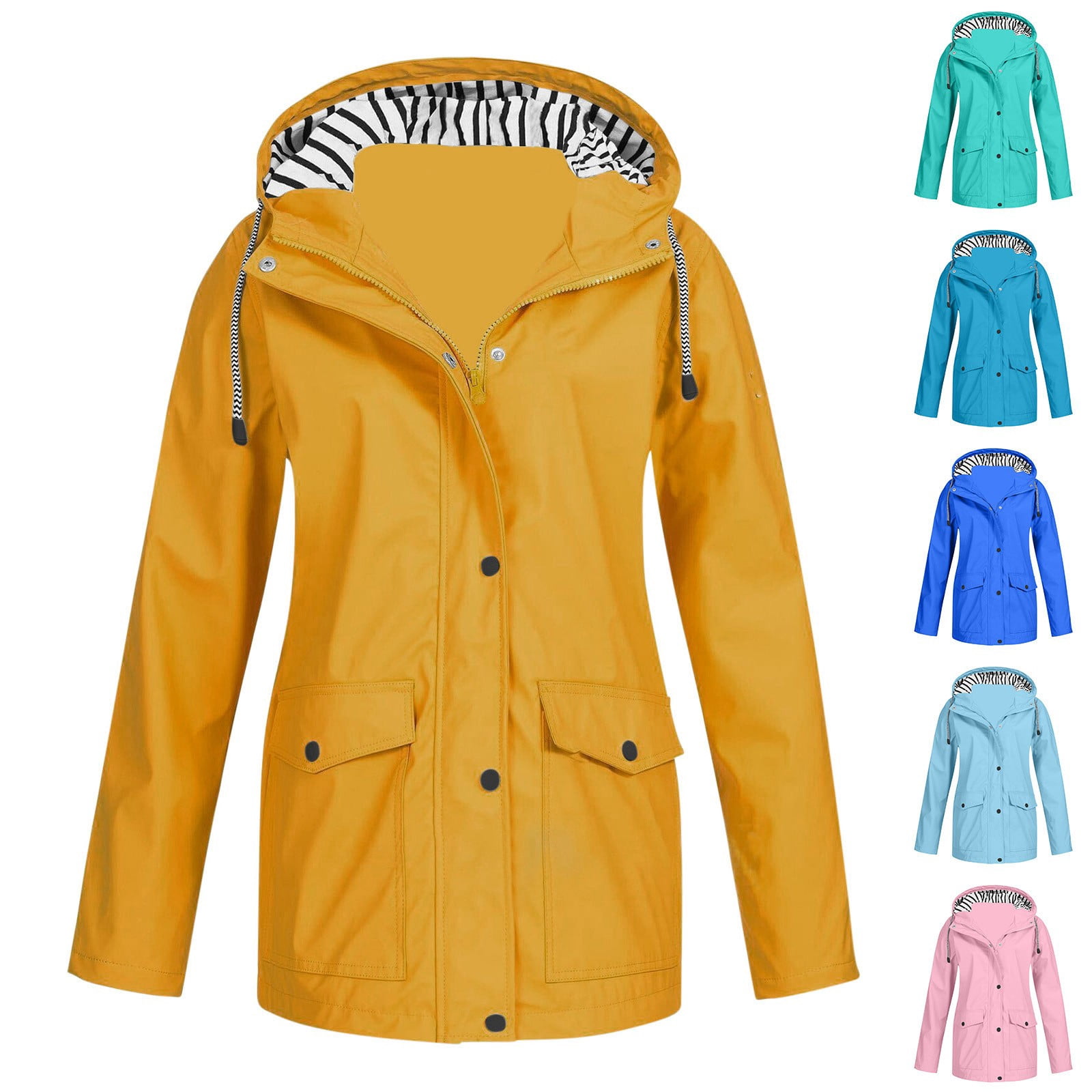 Dazajoo Womens Waterproof Rain Jacket Windbreaker Striped Climbing ...