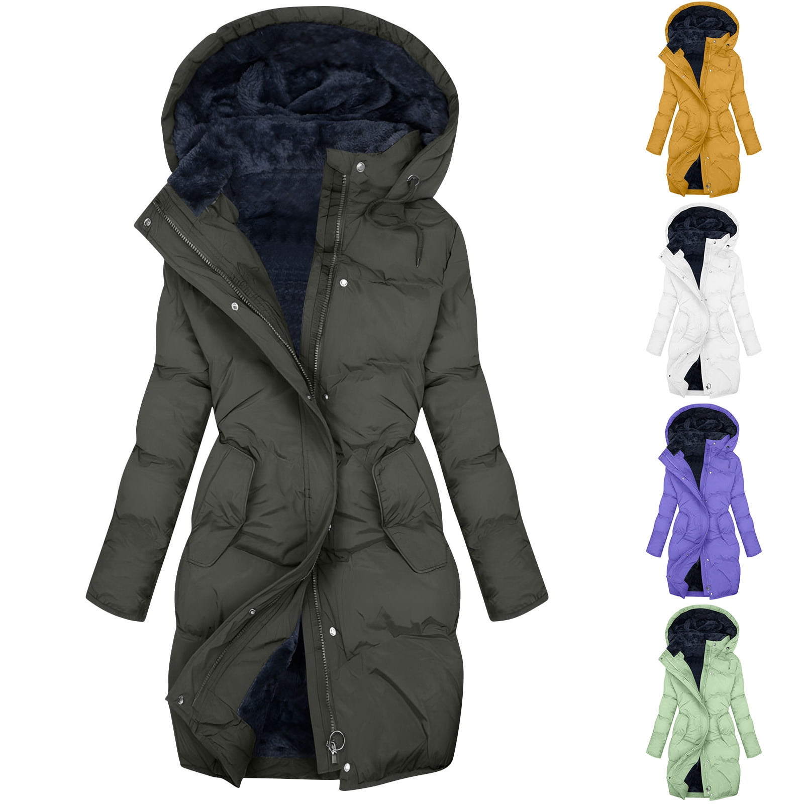 Dazajoo Womens Winter Coat Heavyweight Long Length Parka Fleece ...