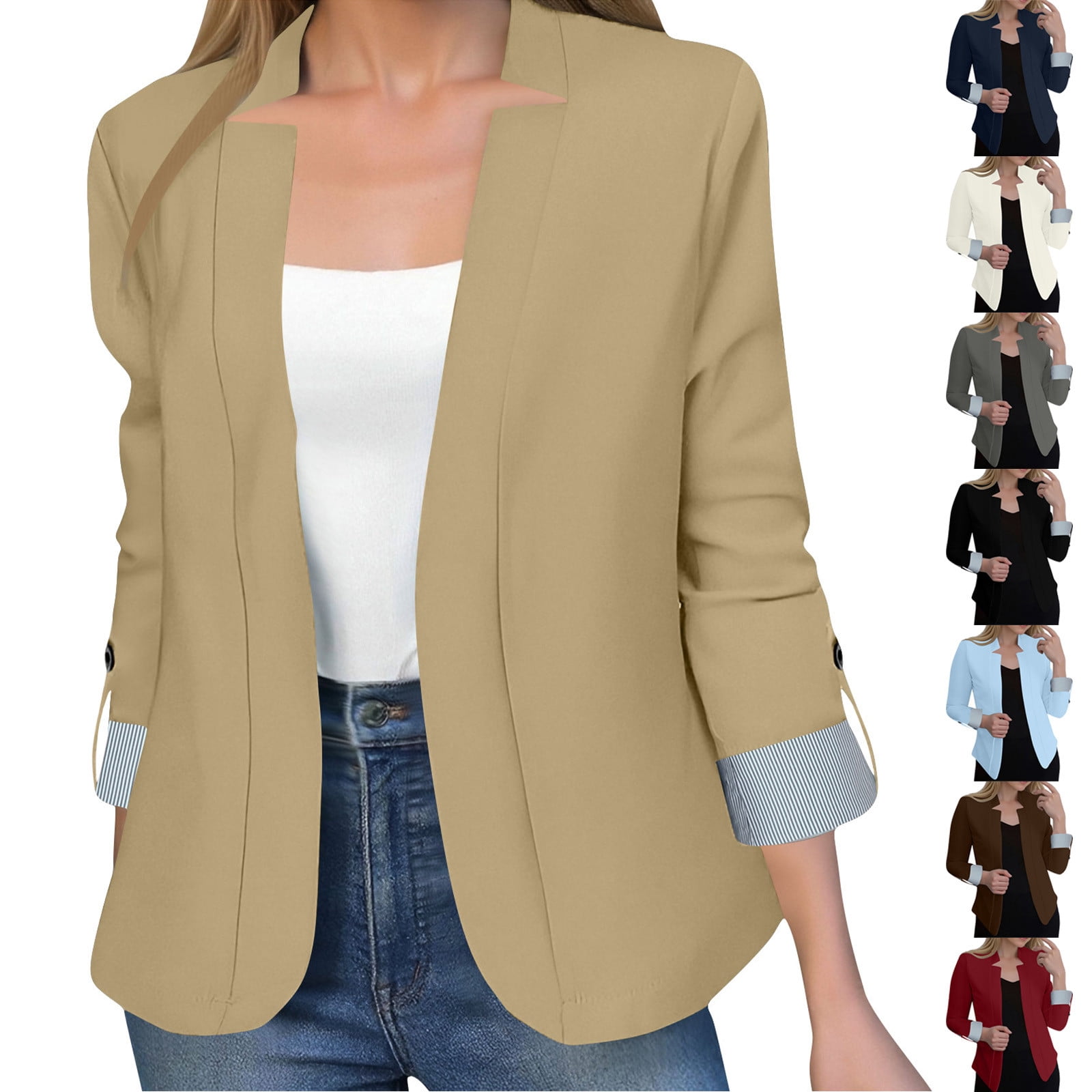 Dazajoo Work Office Blazers for Womens Casual Notch Lapel Open Front ...