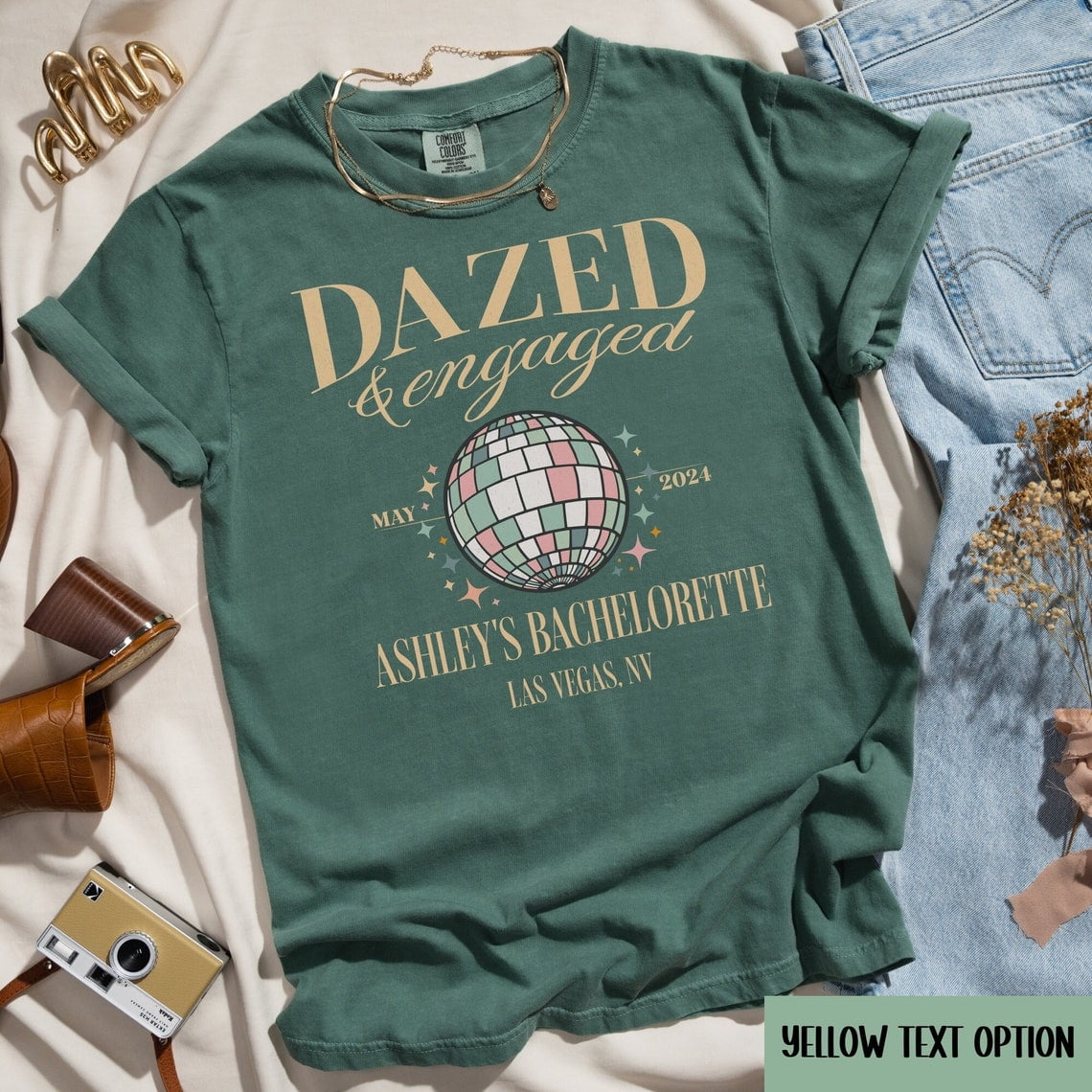 Dazed and Engaged Shirt, Last Disco Bachelorette Party Tee, Retro Girls Trip Crewneck, Coquette ...