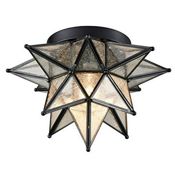 Dazhuan Moravian Star Light Flush Mount Celing Light Seeded Glass Shade ...