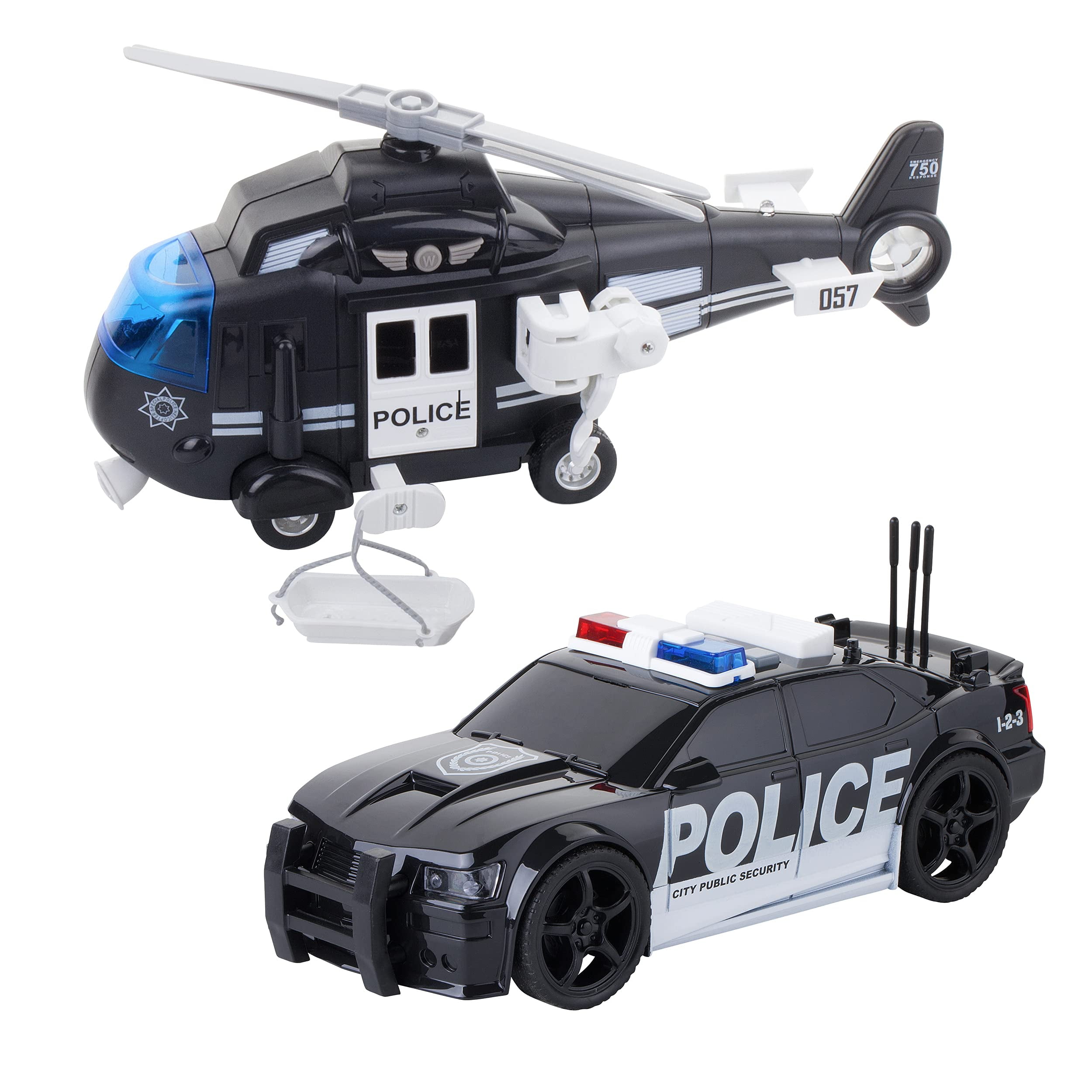 Dazmers Small Action Friction Powered Play Sound & Lights Police Car ...