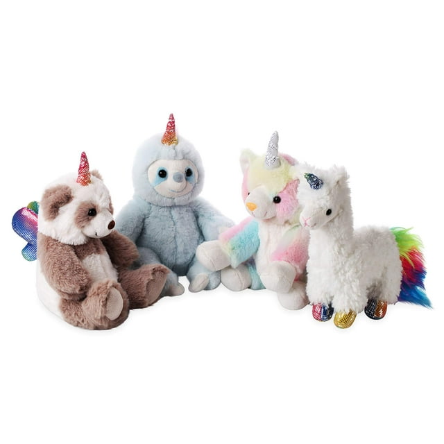 Dazmers Rainbow Plush Unicorn Set - 8" Stuffed Animals with Caticorn ...
