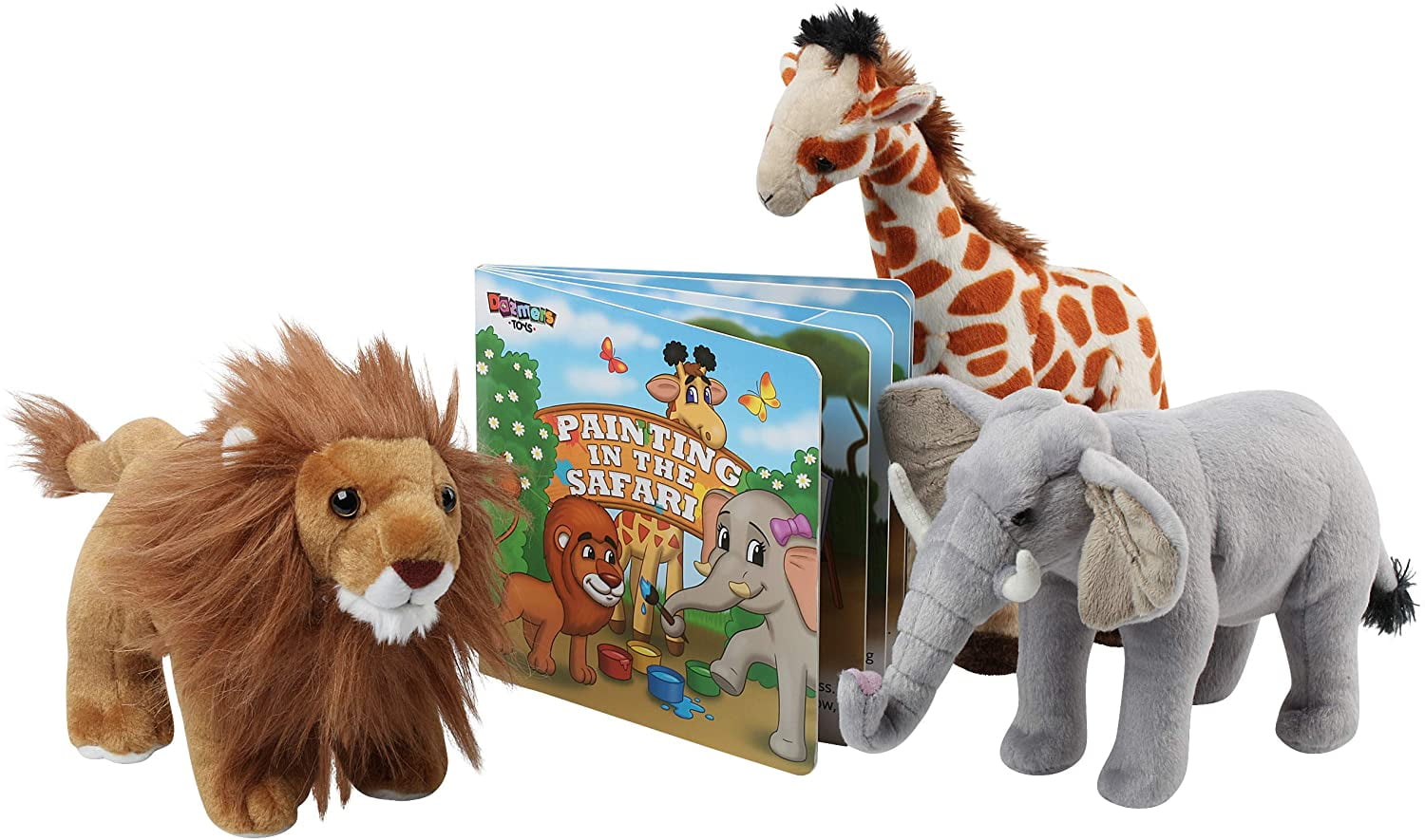 Dazmers | Safari Animals Plush And Book Set - Stuffed Animals Of 3 ...