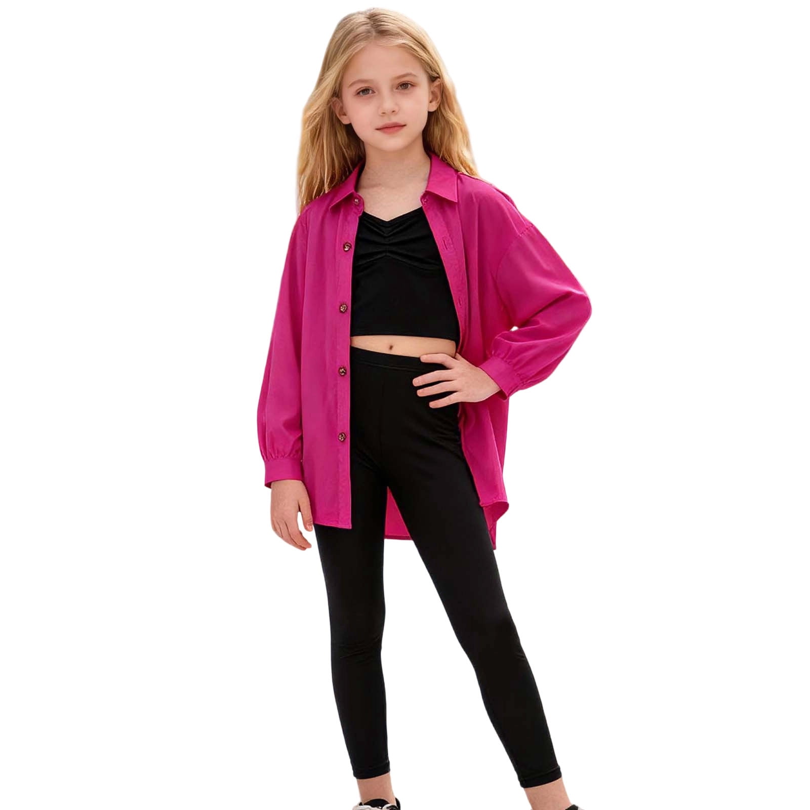 Daznico 3 Piece Girls Outfits Long Sleeve Top with Sleeveless Shirt and ...