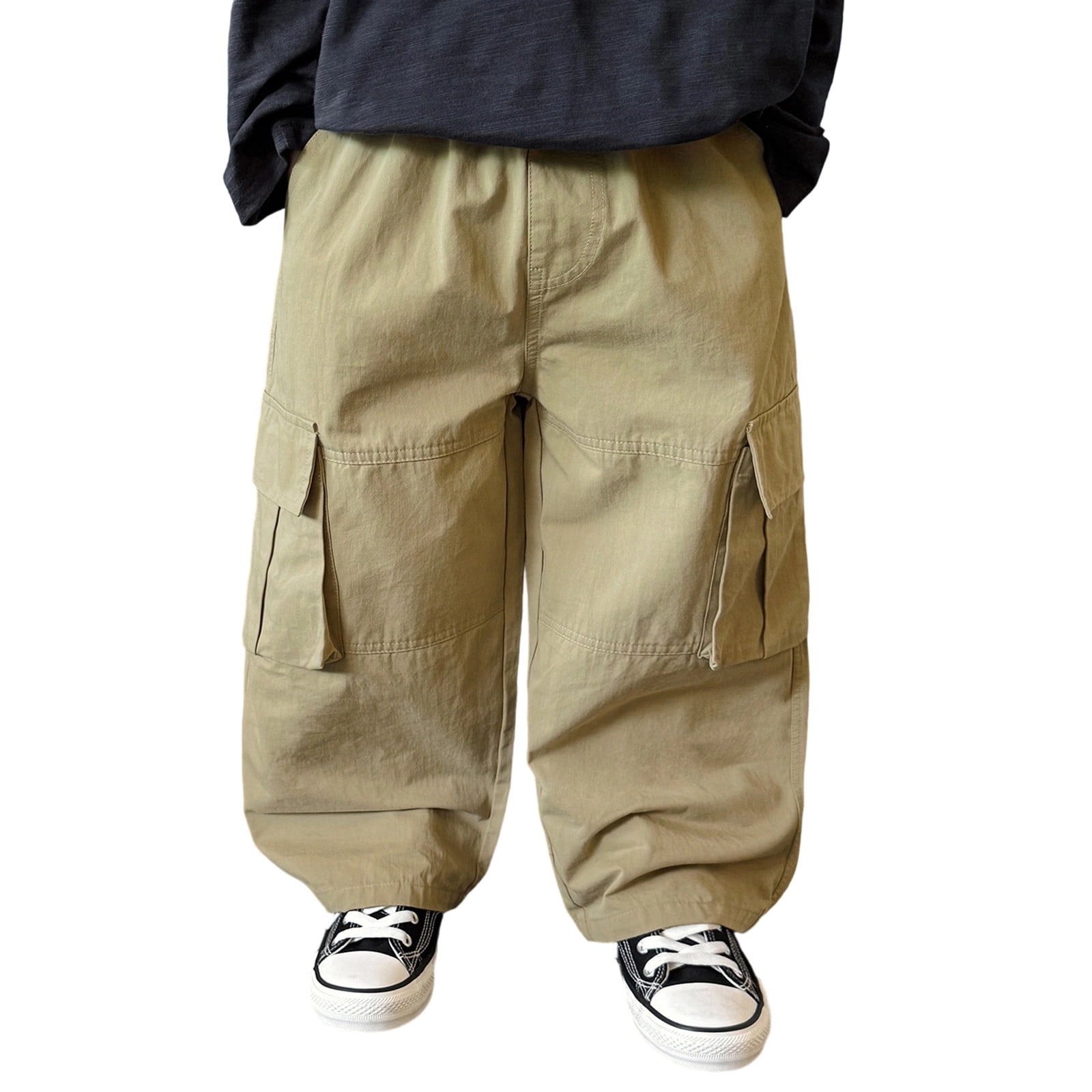 Daznico Boys Cargo Pants Solid Color Casual Trousers Comfortable ...