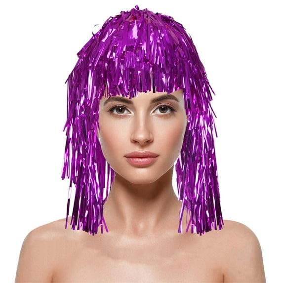 Daznico Colorful Fringe Hair Hat for Party Costume with Glittery ...