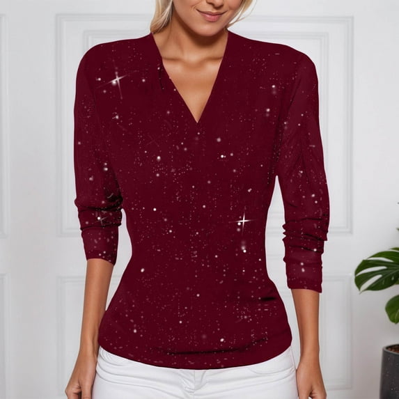 Daznico Elegant Lightweight Sheer Mesh Blouse with Gold Front ...