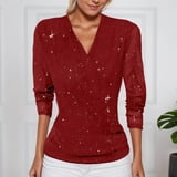 Daznico Elegant Lightweight Sheer Mesh Blouse with Gold Front ...