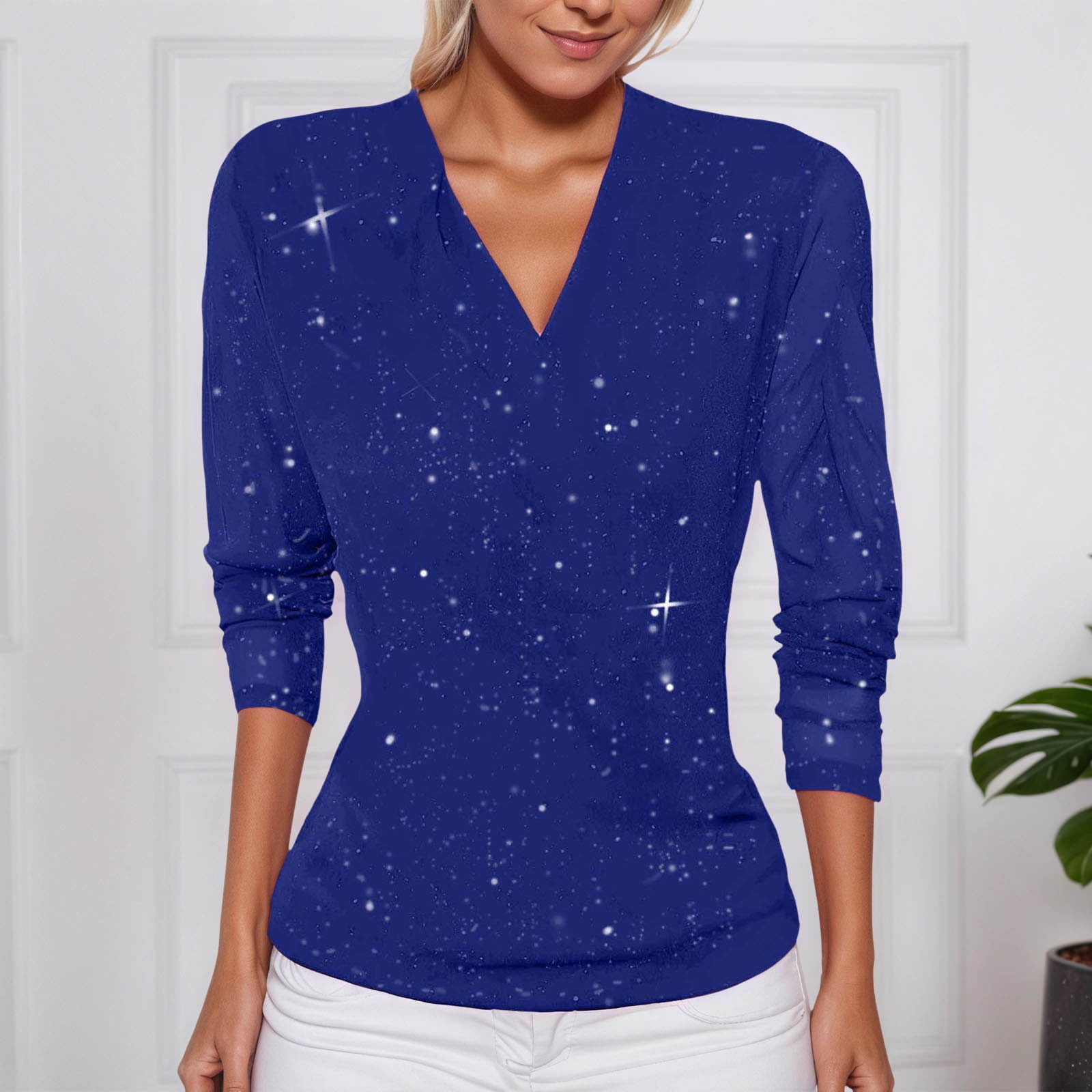 Daznico Elegant Lightweight Sheer Mesh Blouse with Gold Front ...