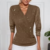 Daznico Elegant Lightweight Sheer Mesh Blouse with Gold Front ...