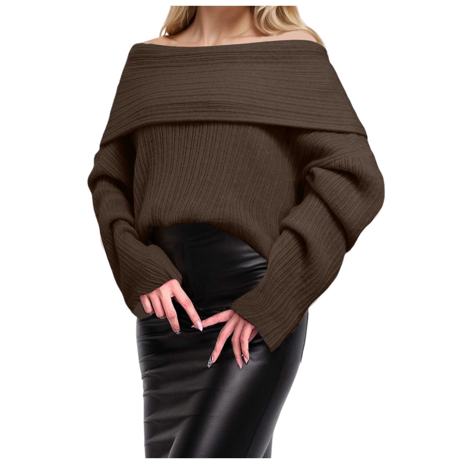 Daznico Elegant Long Sleeve Sweater Off Shoulder Top with Flared ...