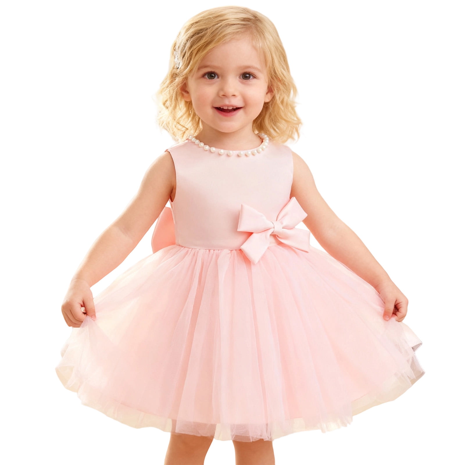 Daznico Girls' Formal Dress Cute Bowknot Dress with Pearl V Back ...