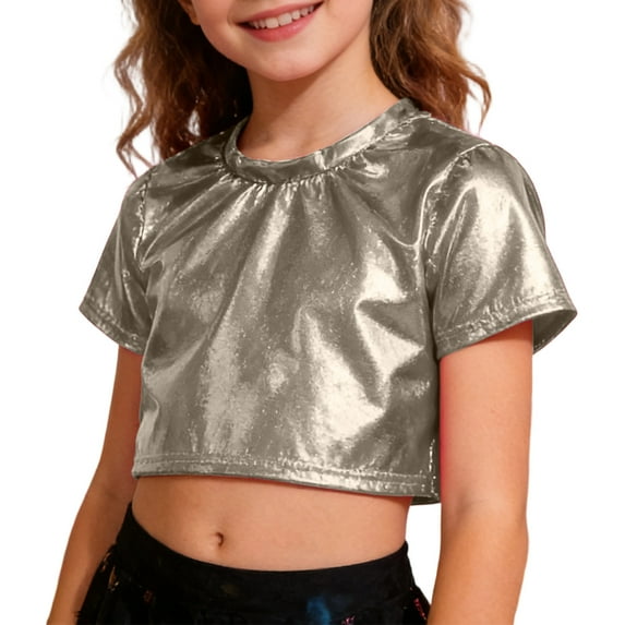 Daznico Girls Metallic Shiny Performance Costume Top Cool Robot Dance ...