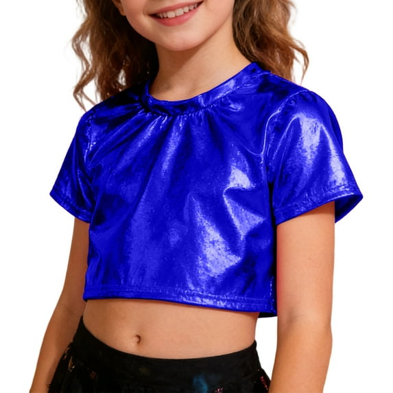Daznico Girls Metallic Shiny Performance Costume Top Cool Robot Dance ...