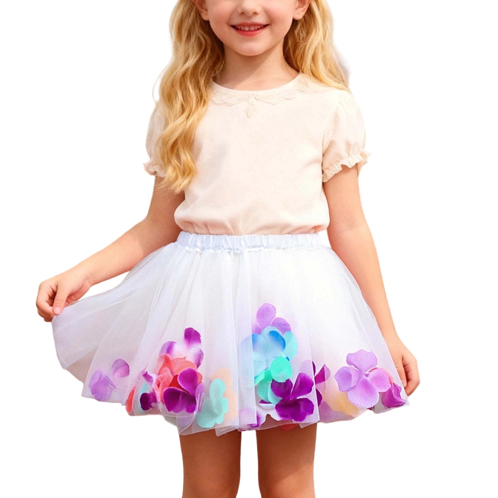 Daznico Girls Party Dress for Kids Festive Petal Skirt Costume with Net ...