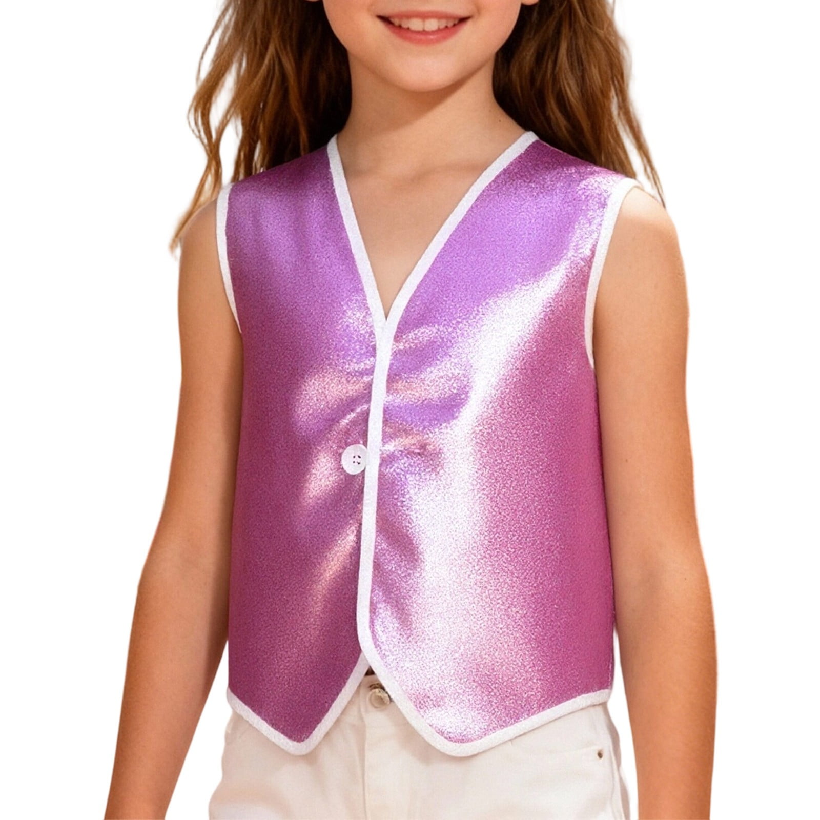 Daznico Girls Sequin Vests Elegant One Button Sleeveless Jacket for ...