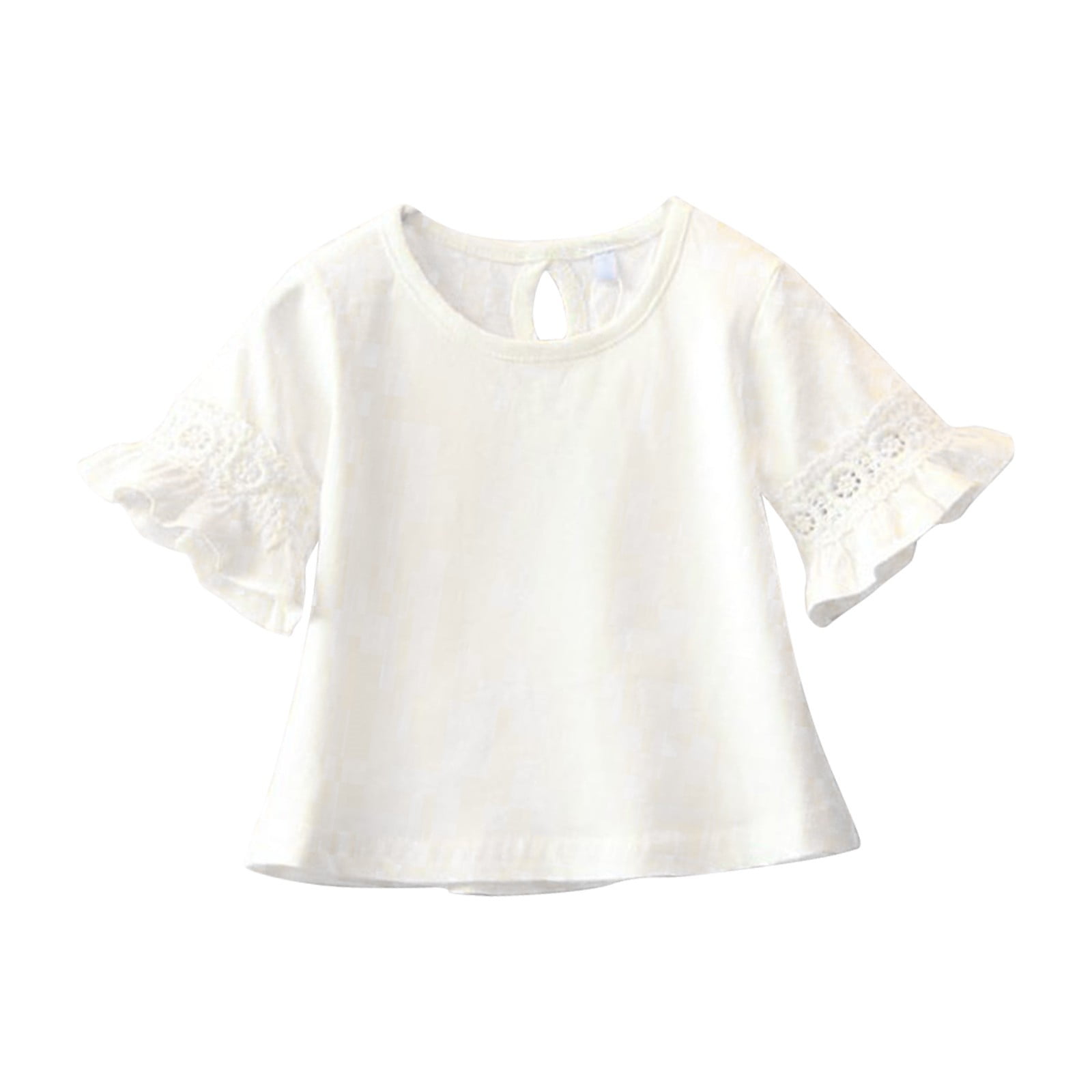 Daznico Girls T Shirts Lace Half Sleeve Round Neck Loose Blouse Summer ...