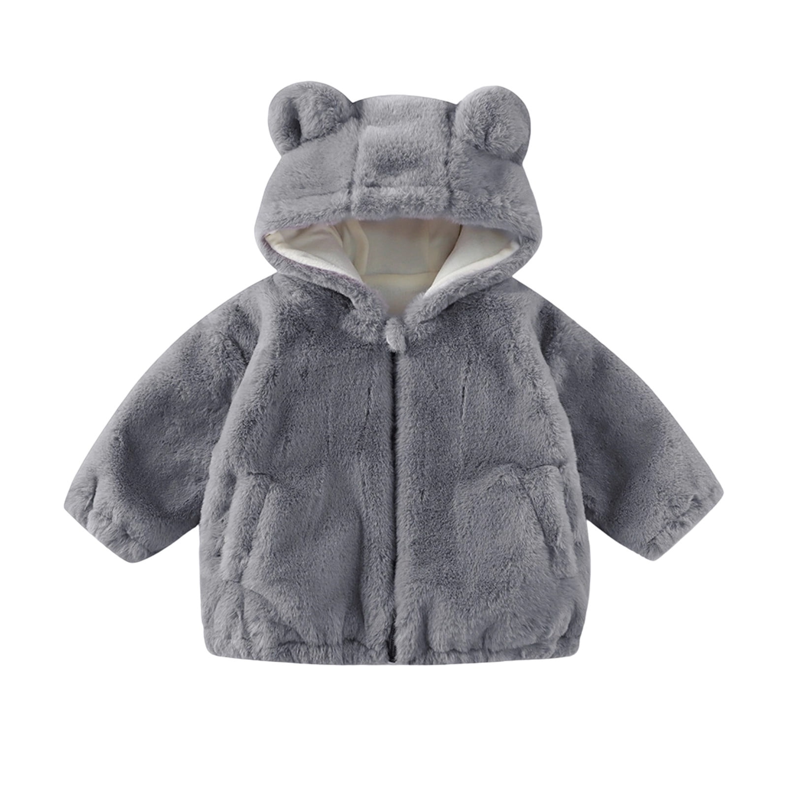 Daznico Girls Winter Coat Soft Fleece Hooded Jacket with Ears Zip Up ...