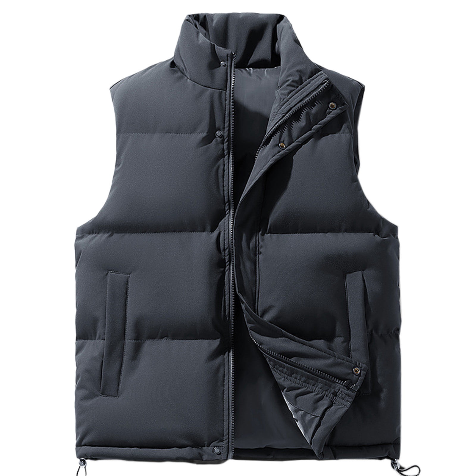 Daznico Jackets for Men,Solid Color Concealed Zipper Vest Padded Warm ...
