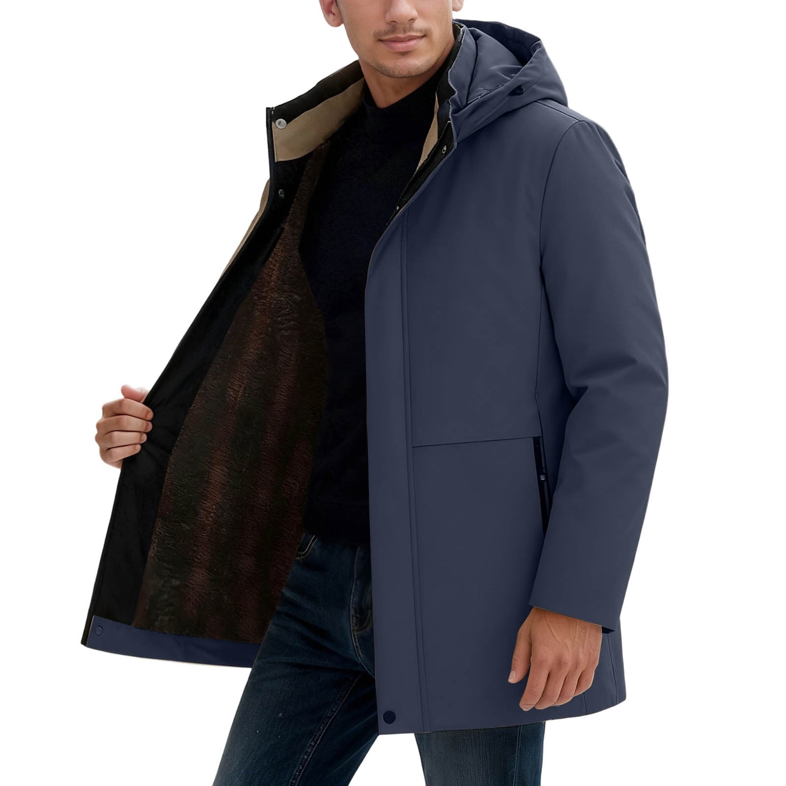Daznico Jackets for Men,Winter Thick Warm Hooded Jacket Loose Fit Coat ...