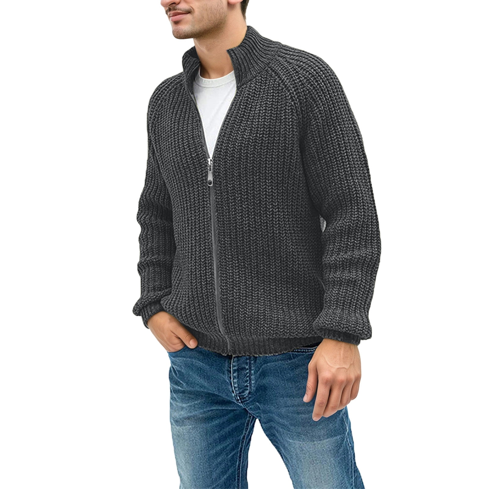 Daznico Jackets for Men,Men's Autumn and Winter Zip Up Half Turtleneck ...