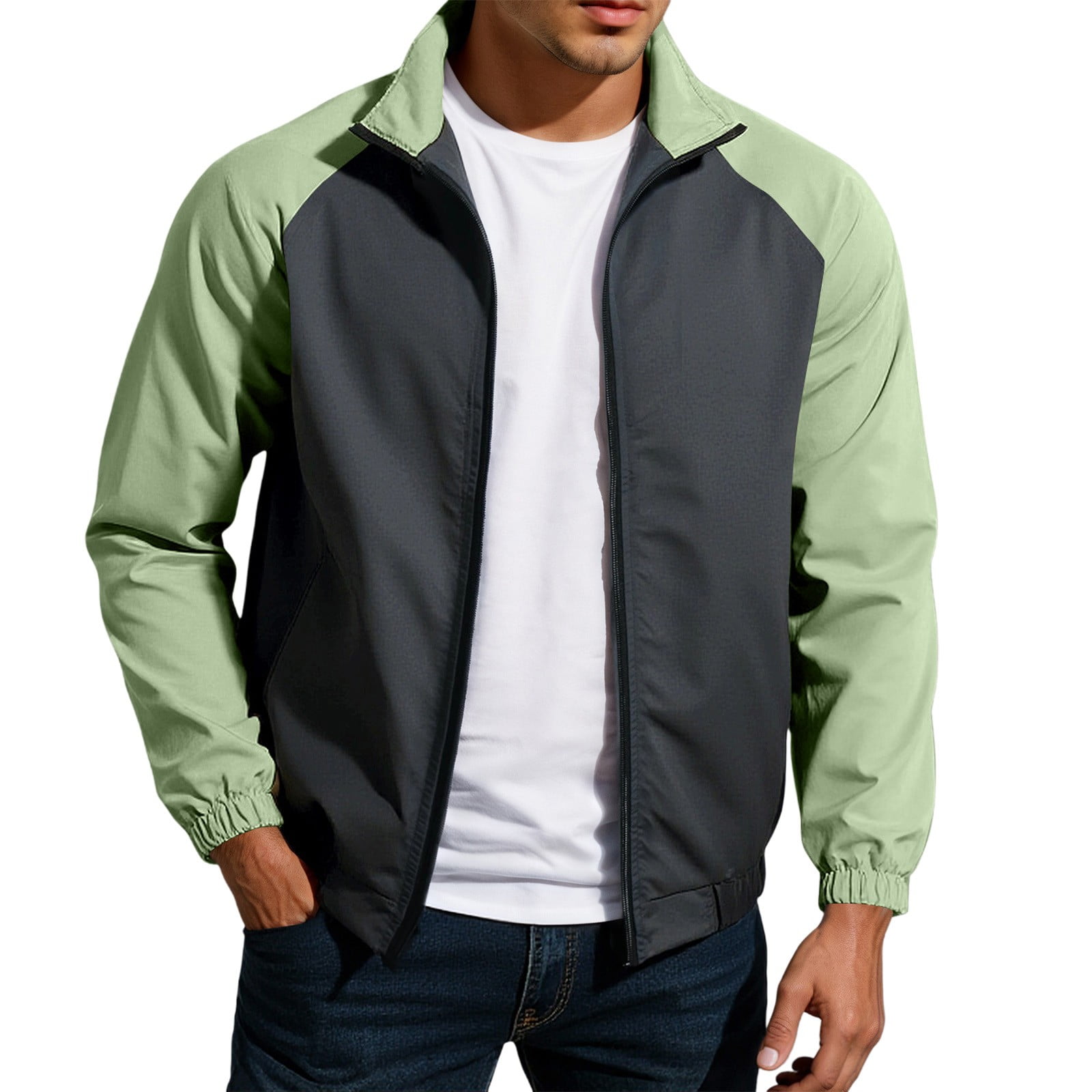 Daznico Jackets for Men,Raglan Sleeve Color Casual Jacket Lightweight ...