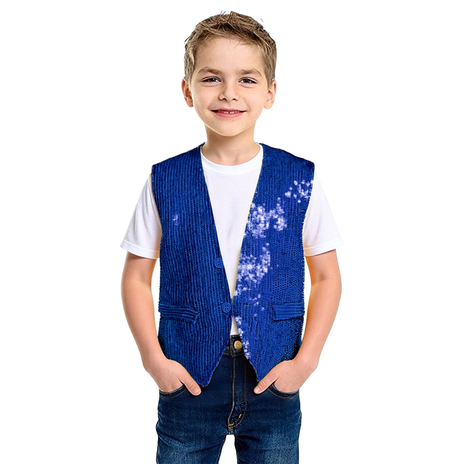 Daznico Kids Sequin Carnival Vest Glitter Party Tank Top for Boys and ...