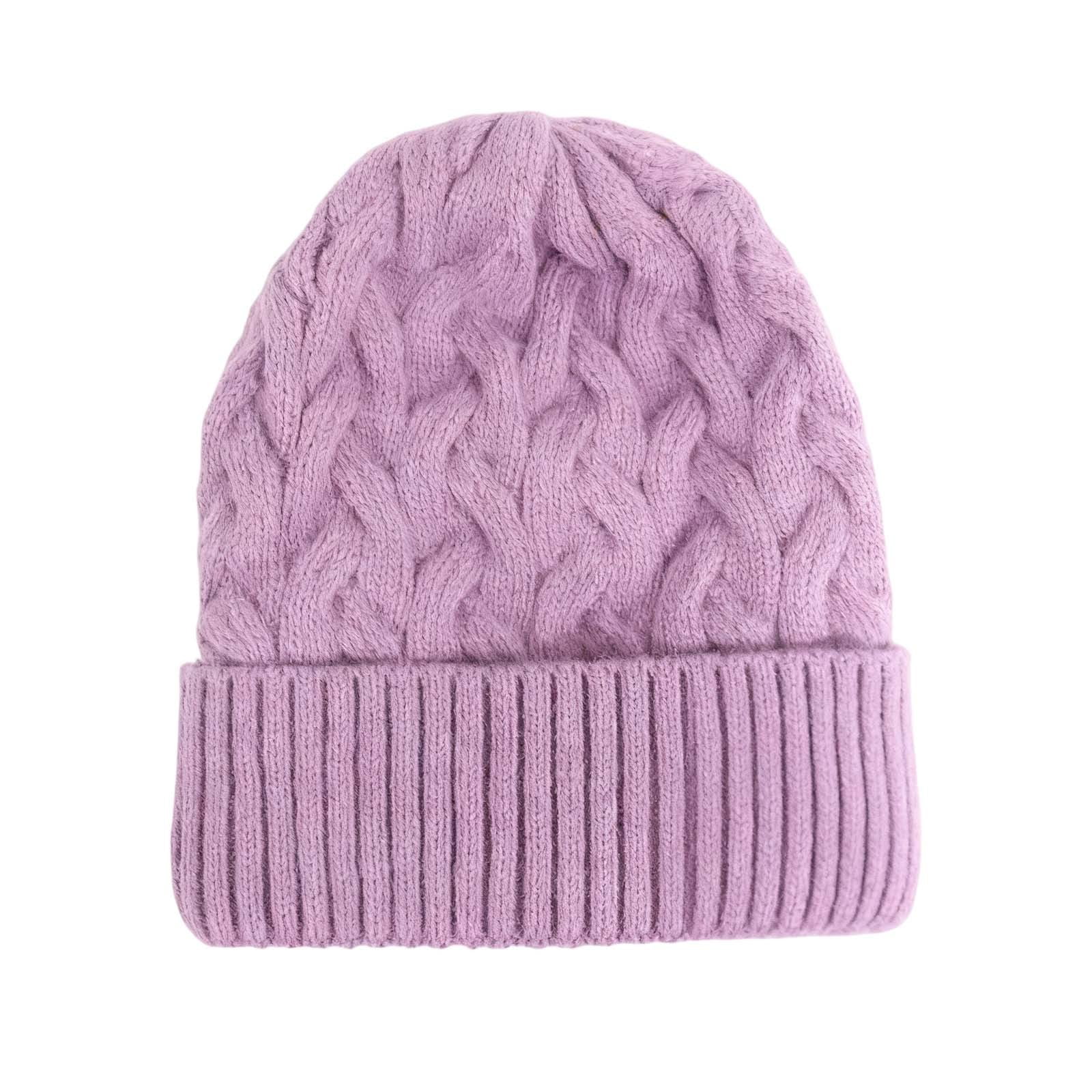 Daznico Knit Hat with Satin Winter Warm Ribbed Cabled for and Cold ...