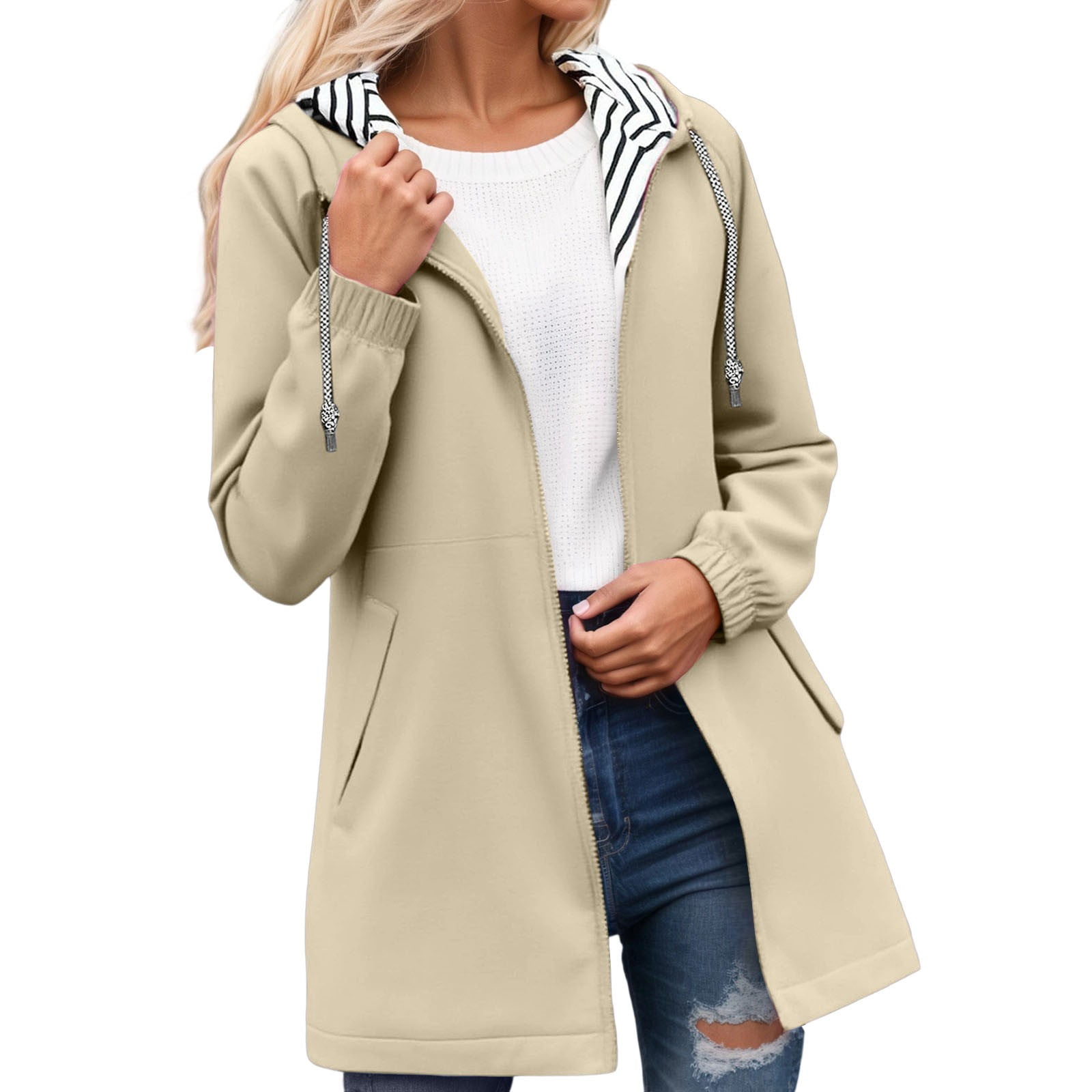 Daznico Lightweight Hiking Windbreaker Anorak Jacket with Hood Pockets ...