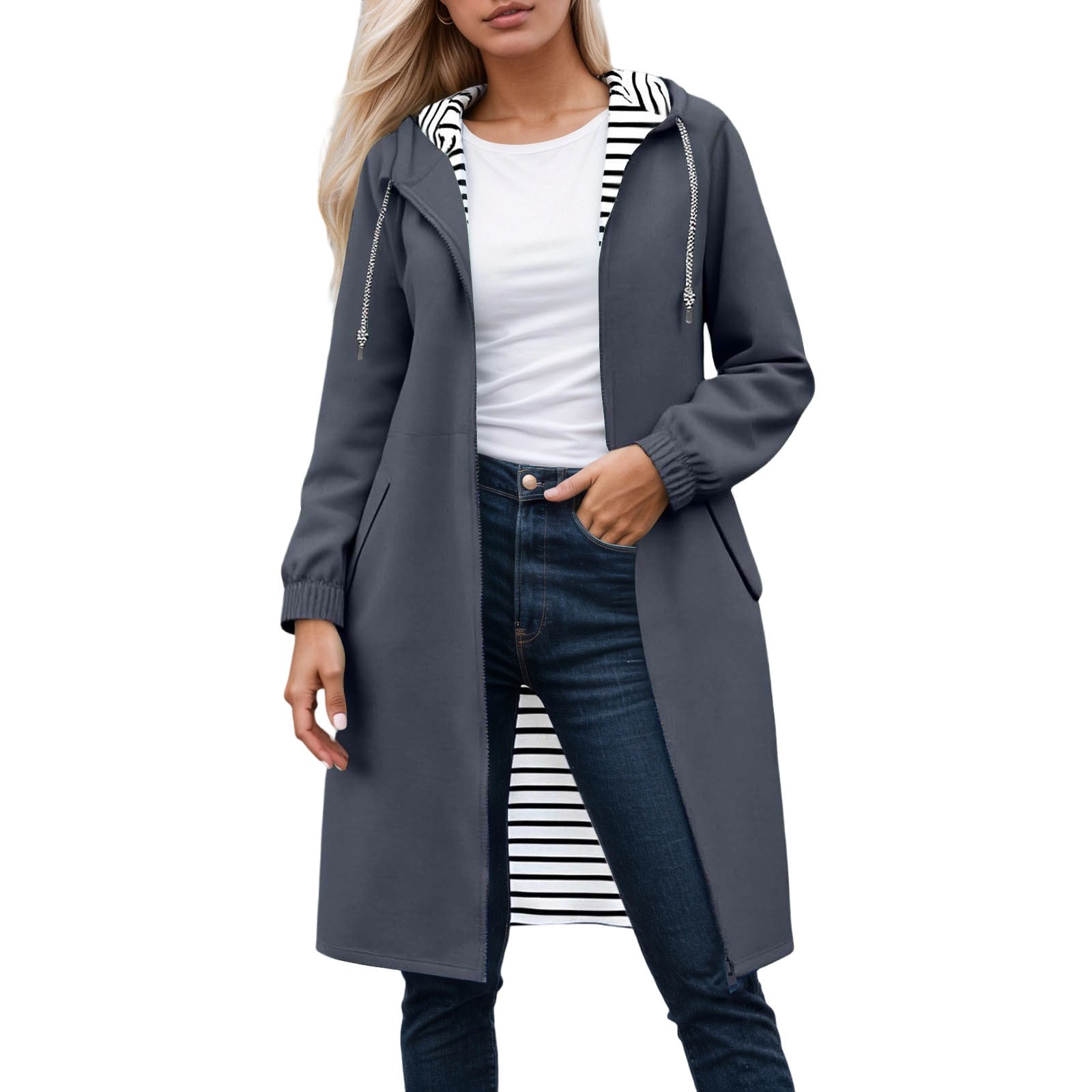 Daznico Lightweight Long Hooded Anorak Jacket for Hiking Windproof with ...