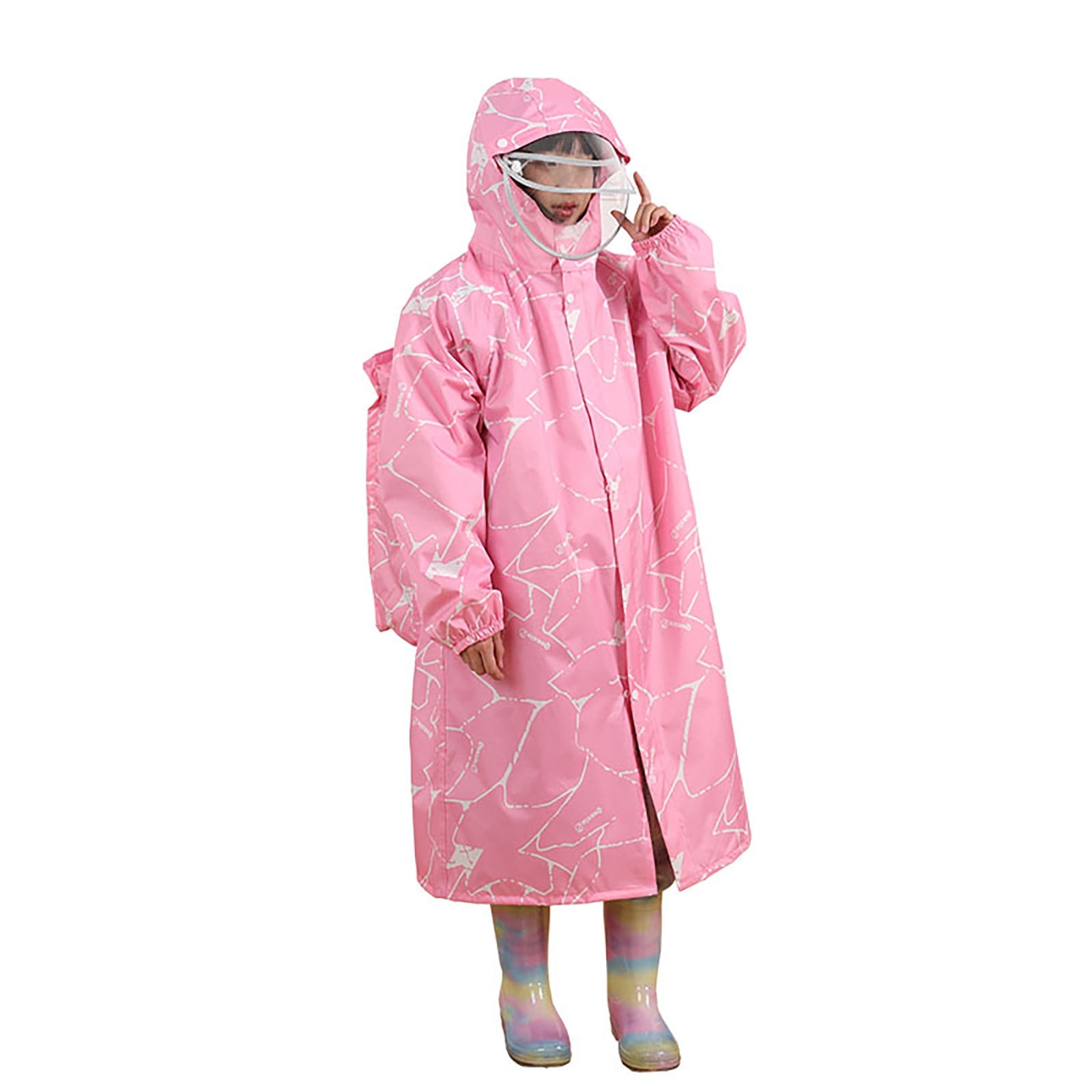 Daznico Long Double Brim Rain Poncho for Big Kids Teens Oversized ...