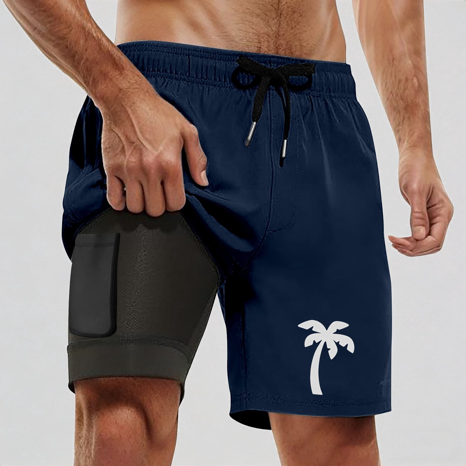 Daznico Men Swim Trunks with Compresssion Liner Inseam Board Shorts ...