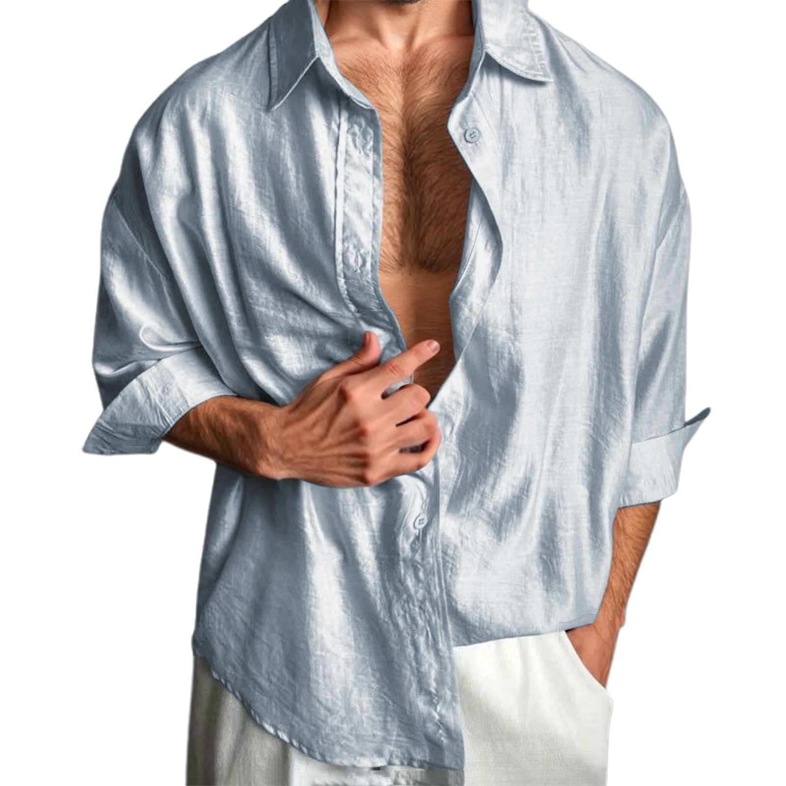 Daznico Mens Shirts - Men's Casual Solid Color Shirt Lightweight ...