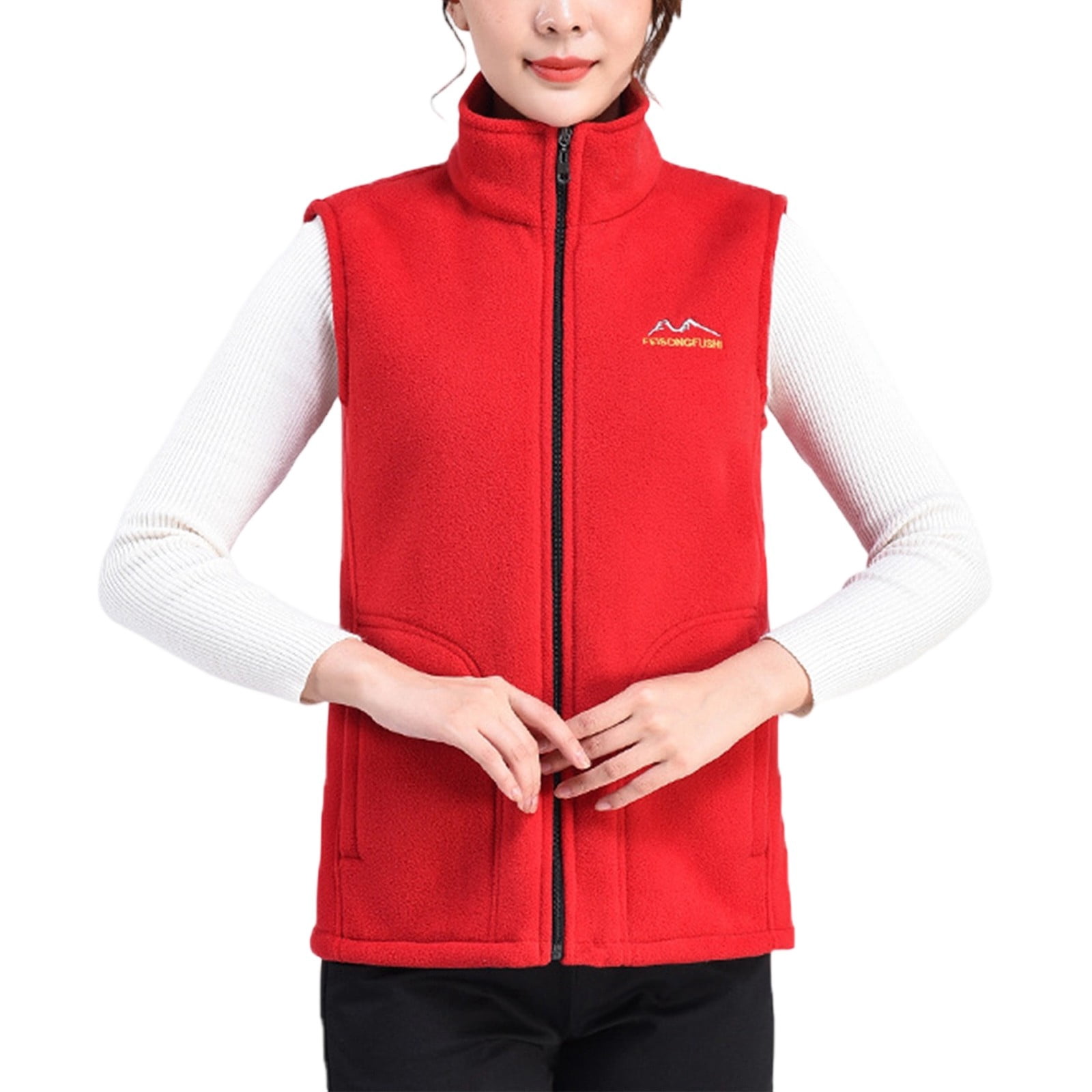 Daznico Plus Size Vest for Mid Age Soft Stand Collar Warm Winter Vest ...