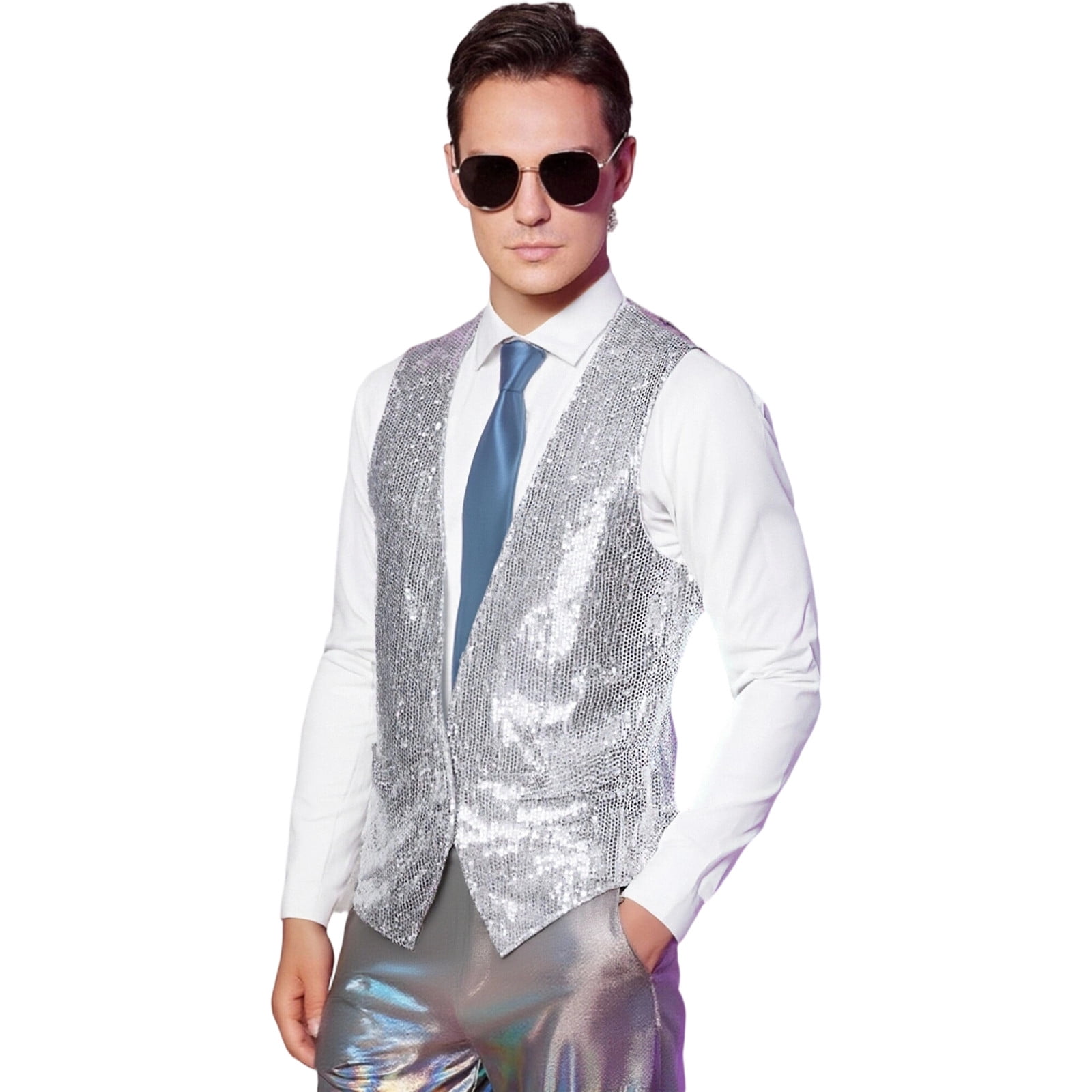 Daznico Reversible Sequin Glitter Vest for Sparkling Party Wear Shiny ...