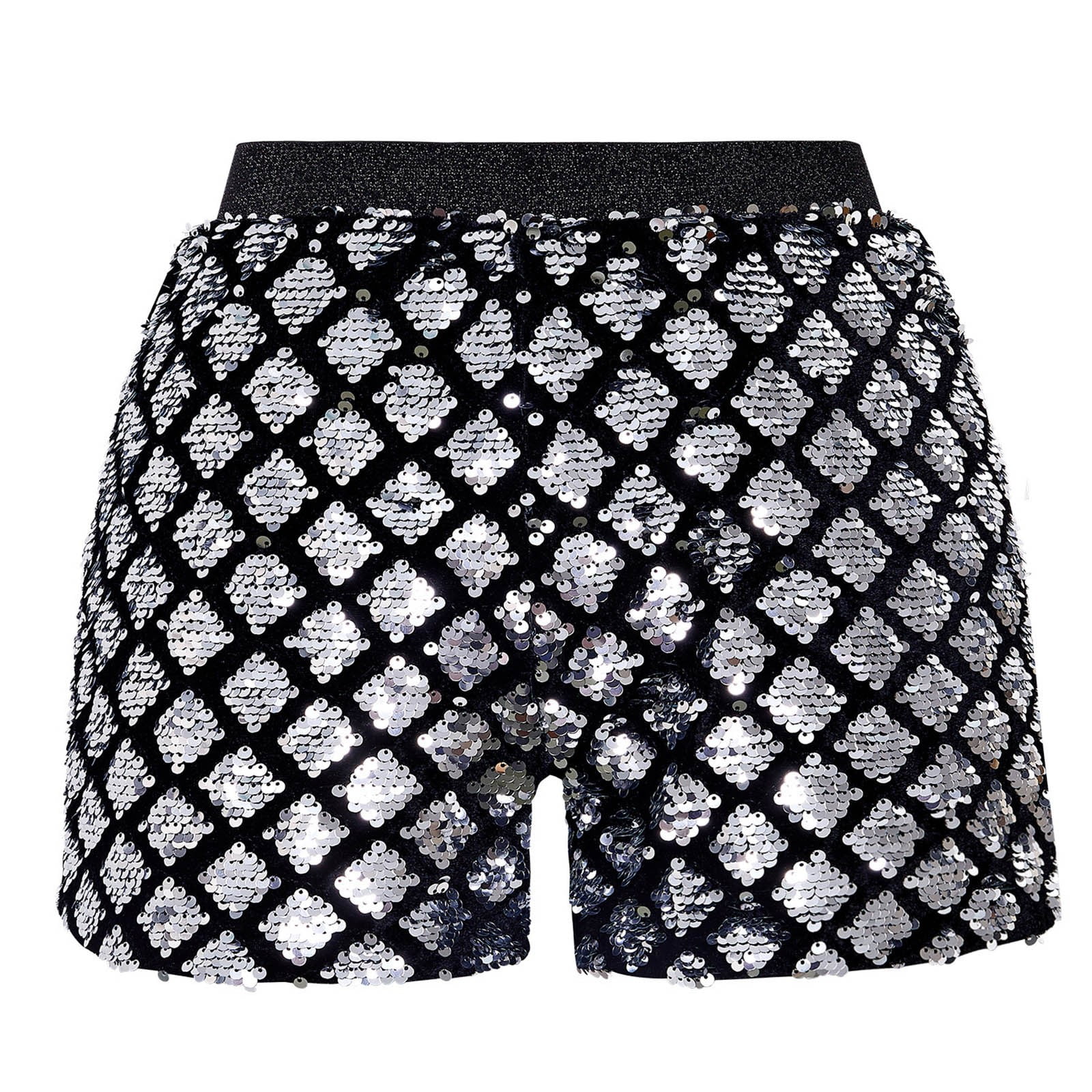 Daznico Sequin Shorts Bodycon Hot Pants with Plaid Pattern High Waist ...