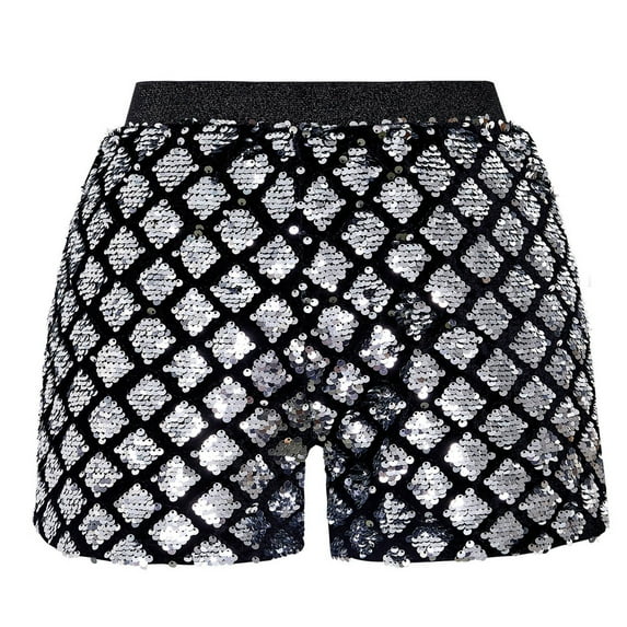 Daznico Sequin Shorts Bodycon Hot Pants with Plaid Pattern High Waist ...