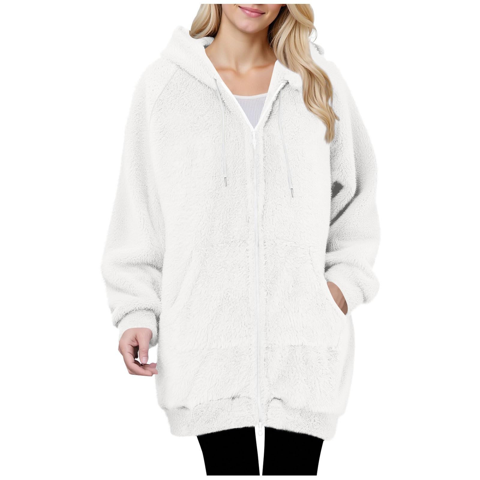 Daznico Soft Zip Up Hooded Jacket Cozy Loose Fit Outdoor Casual Warm ...