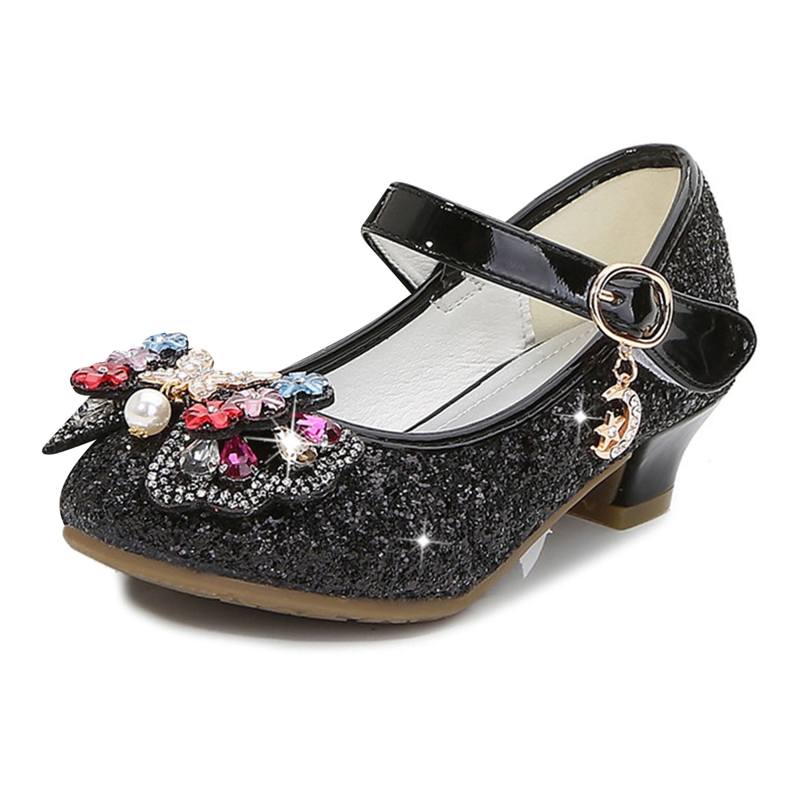 Daznico Sparkly Low Heel Dress Sandals for Girls Prom Wedding Party ...