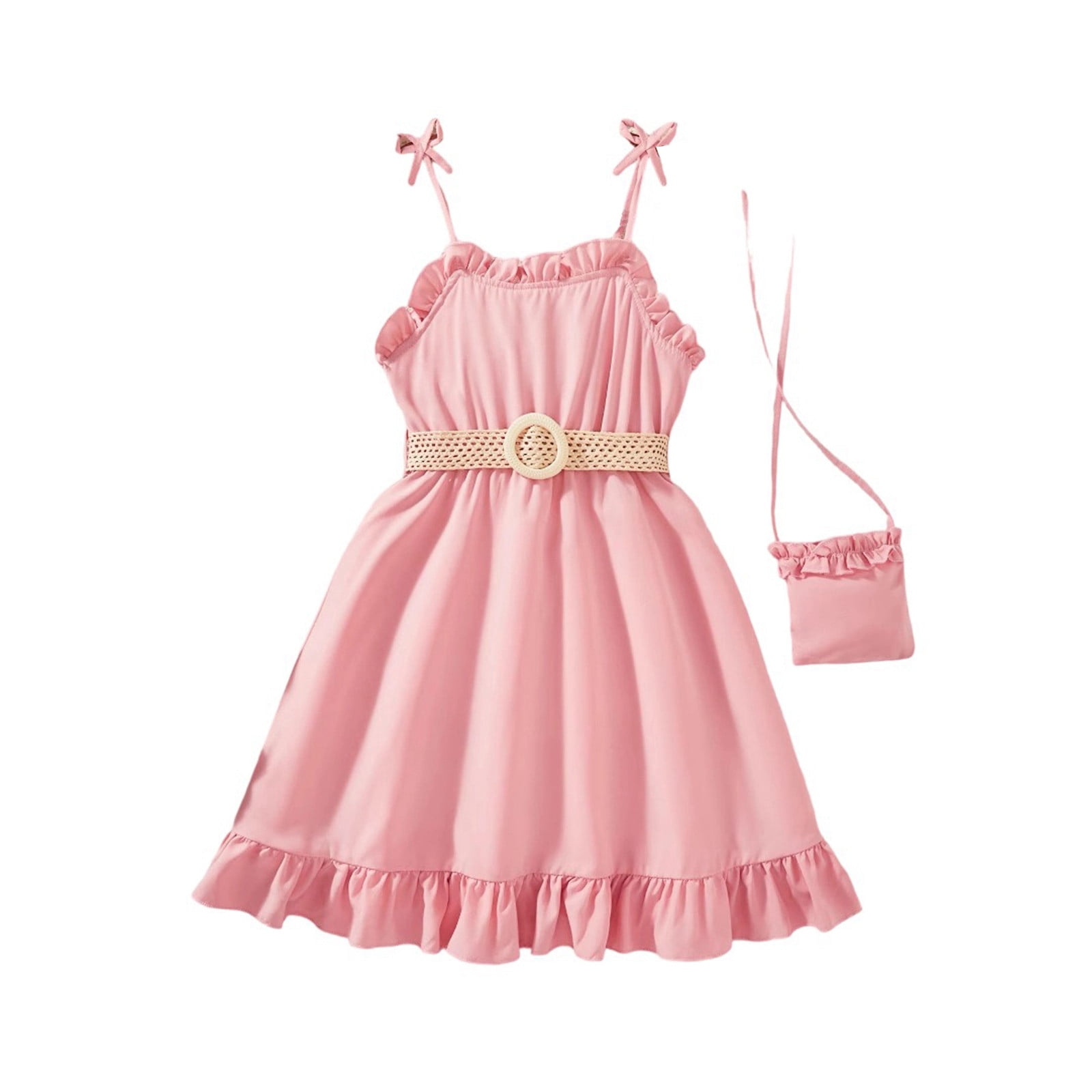 Daznico Summer Children's Girls' Sweet Bow Tie Strapless Ruffled Straps ...