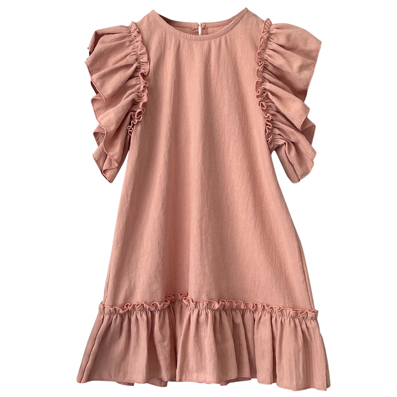 Daznico Summer Cotton Ruffle Edge Loose Fit Girls' Long Dress Princess ...