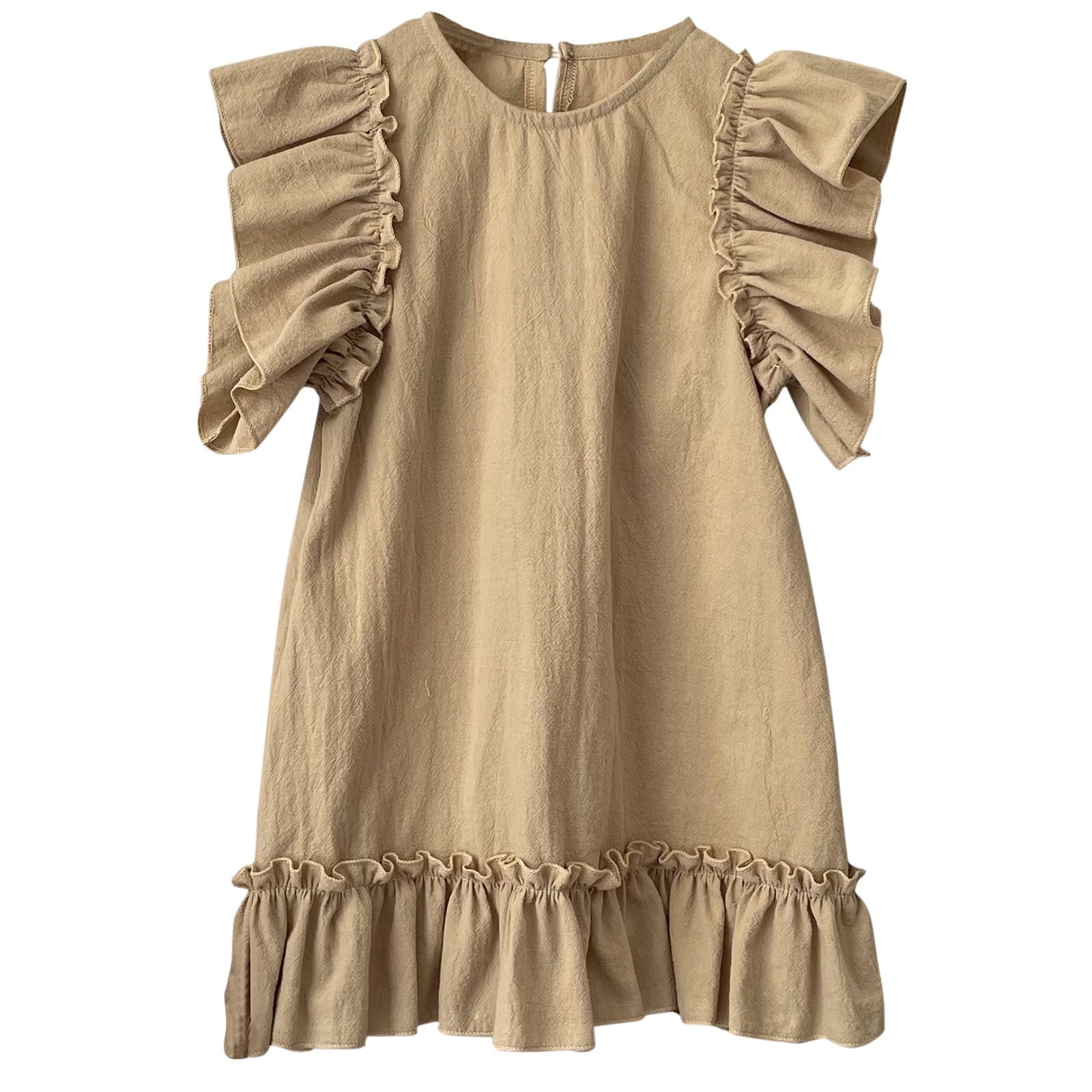 Daznico Summer Cotton Ruffle Edge Loose Fit Girls' Long Dress Princess ...