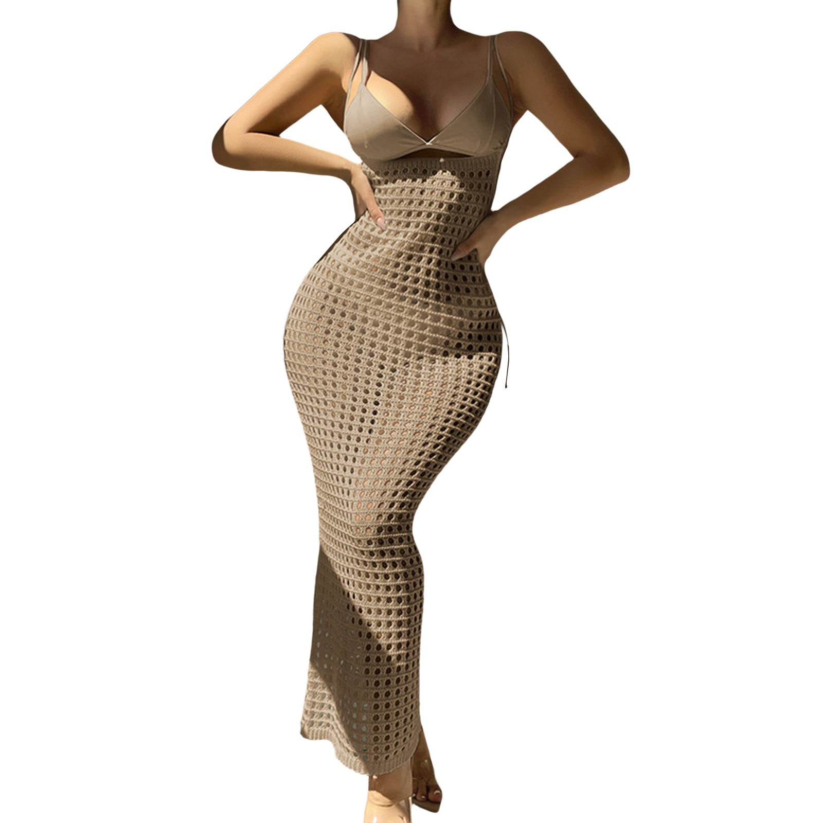 Daznico Swimsuit Coverup For Women Womens Knitted Slim Strap Hollow